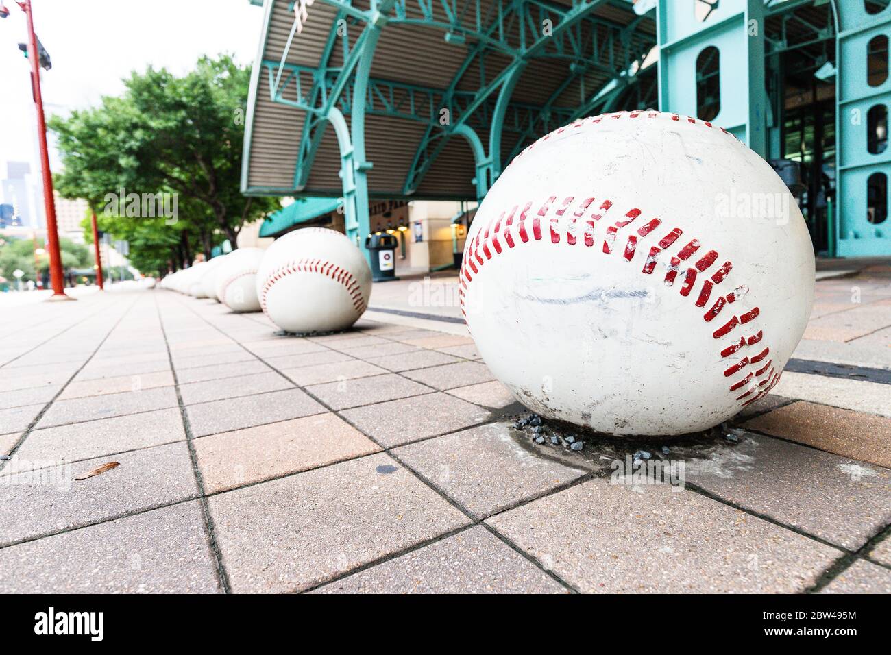 Oversized baseball's sit outside of Minute Maid Stadium, home to the ...