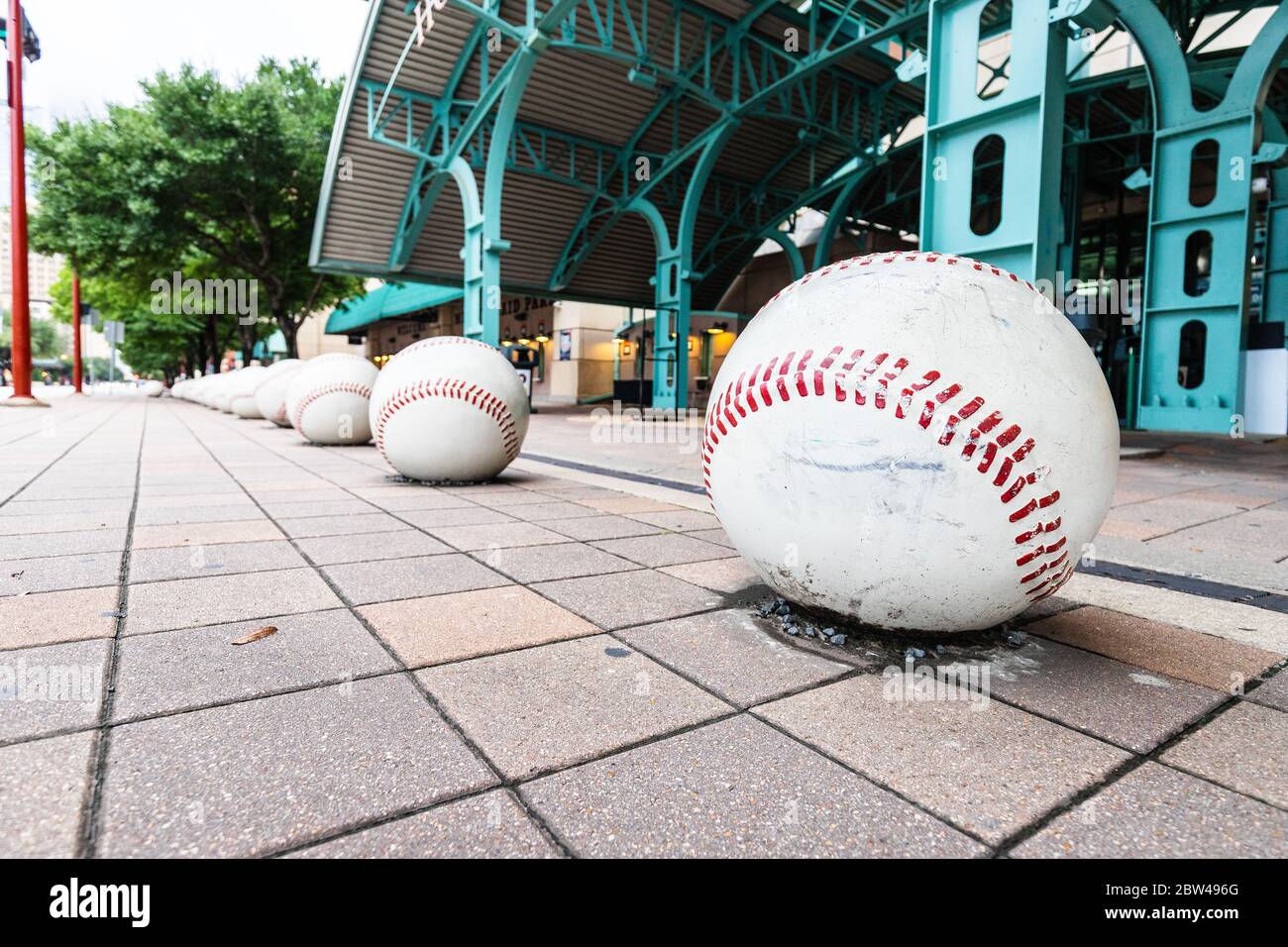 Oversized baseball's sit outside of Minute Maid Stadium, home to the ...