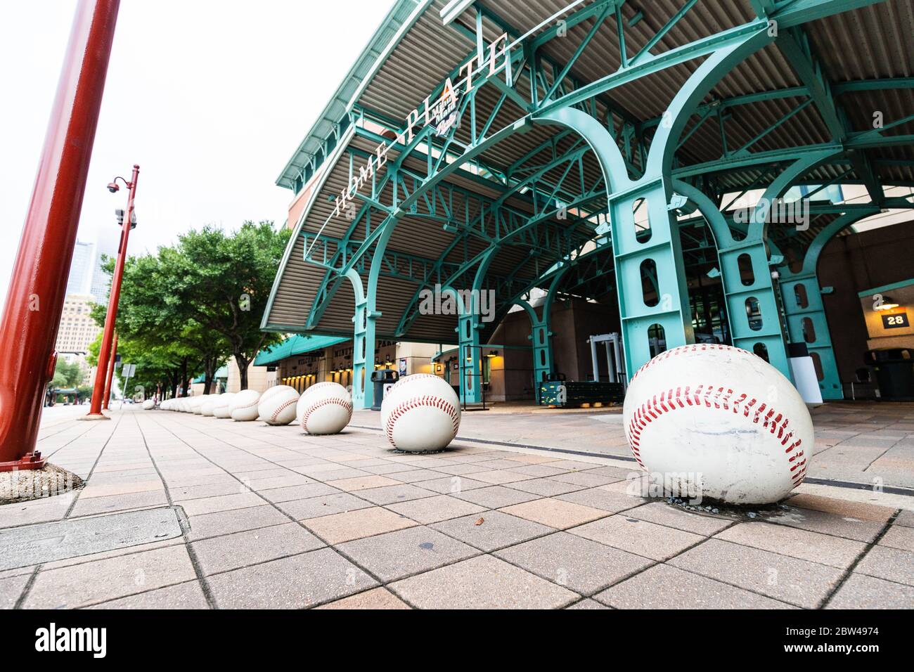 Oversized baseball's sit outside of Minute Maid Stadium, home to the ...