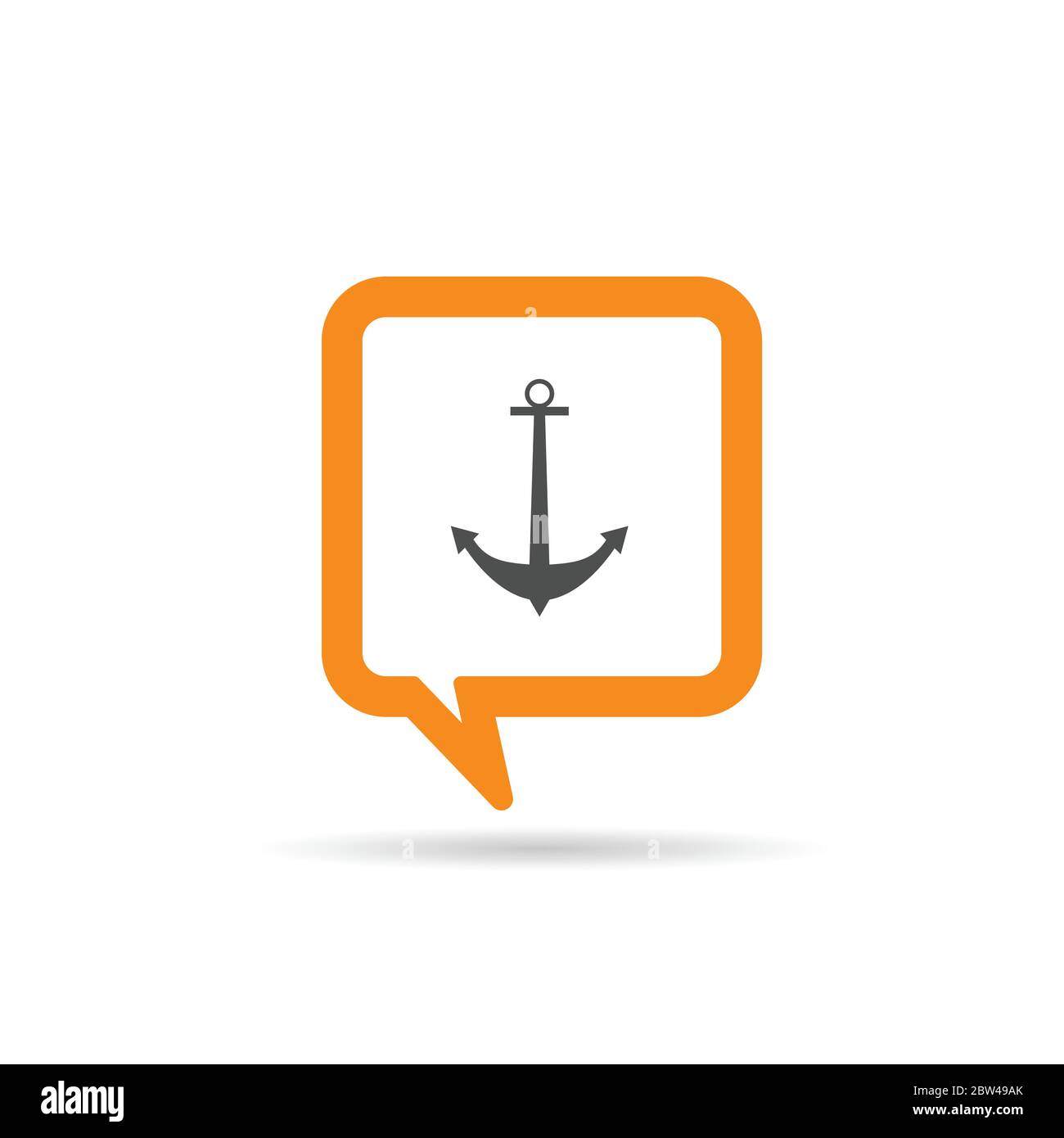 square orange speech bubble with anchor icon illustration Stock Vector ...