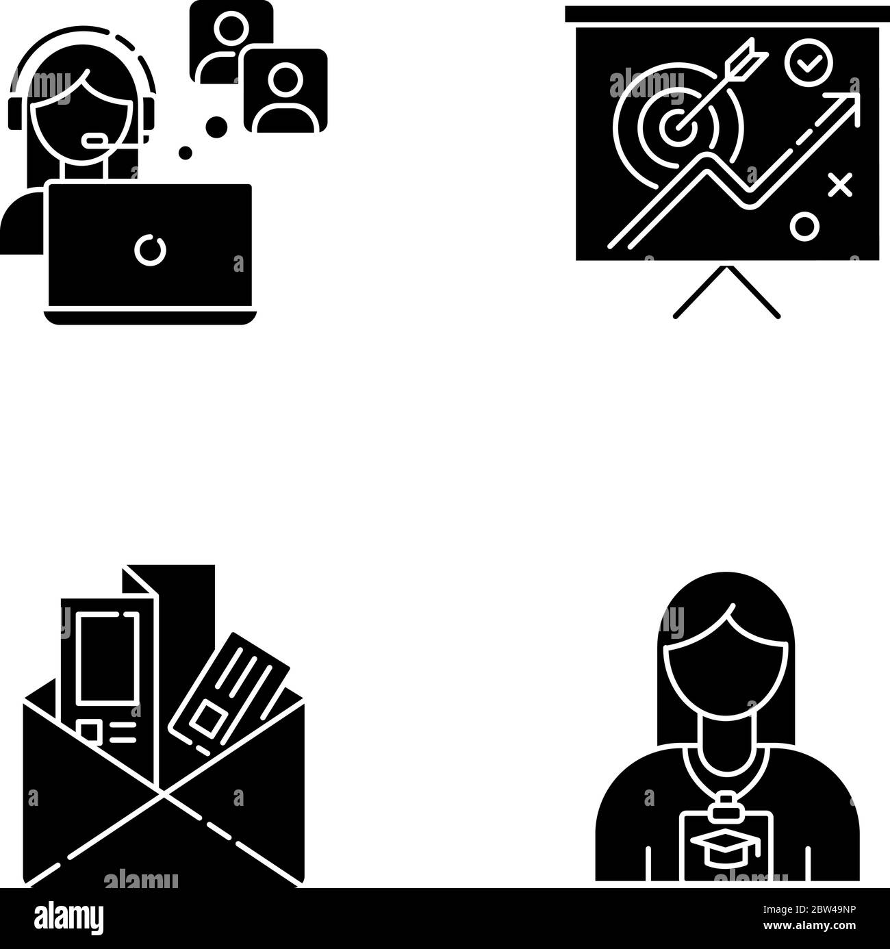 Marketing black glyph icons set on white space Stock Vector Image & Art ...