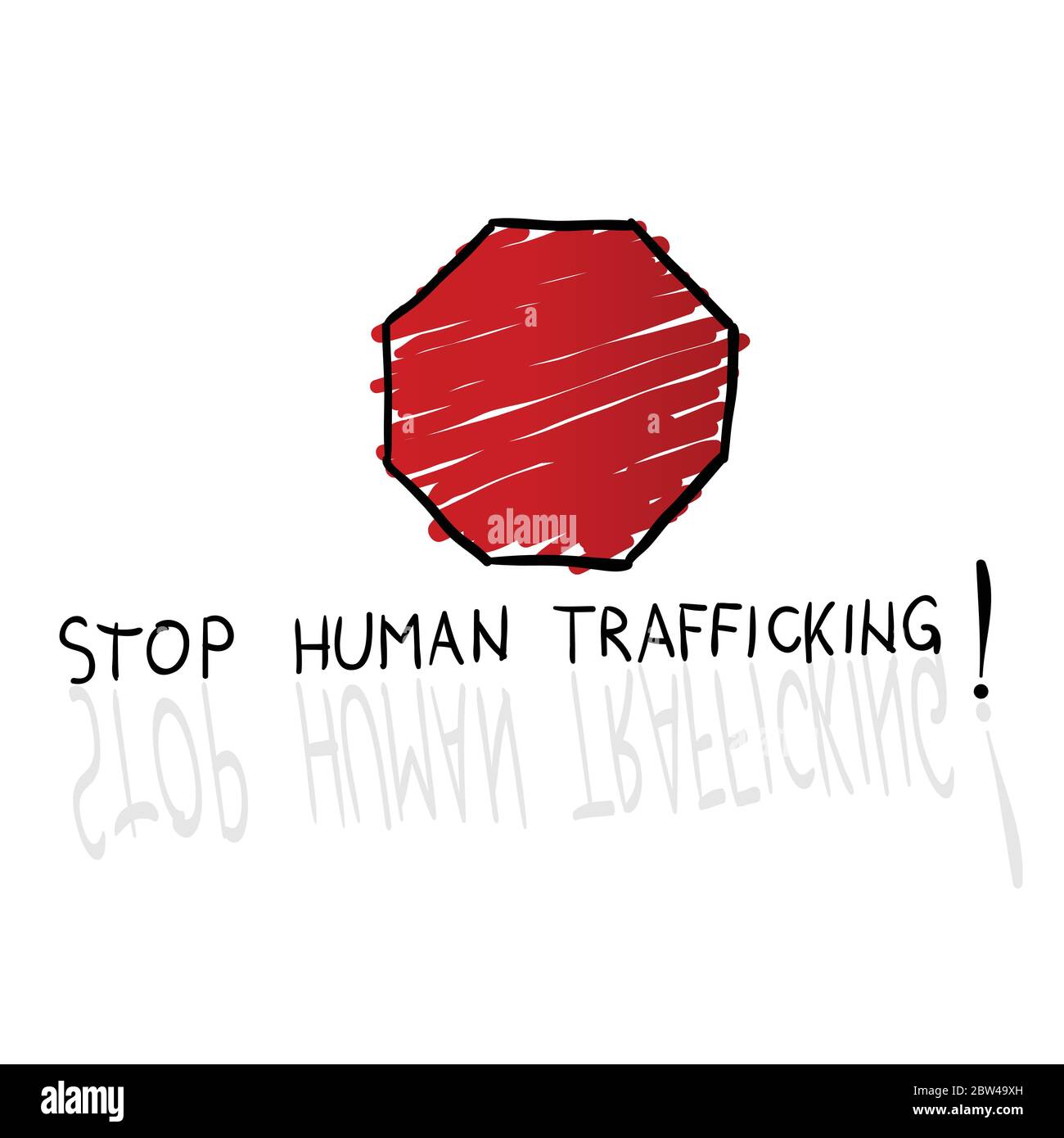 Stop Trafficking Sign Cartoon Illustration In Colorful Stock Vector