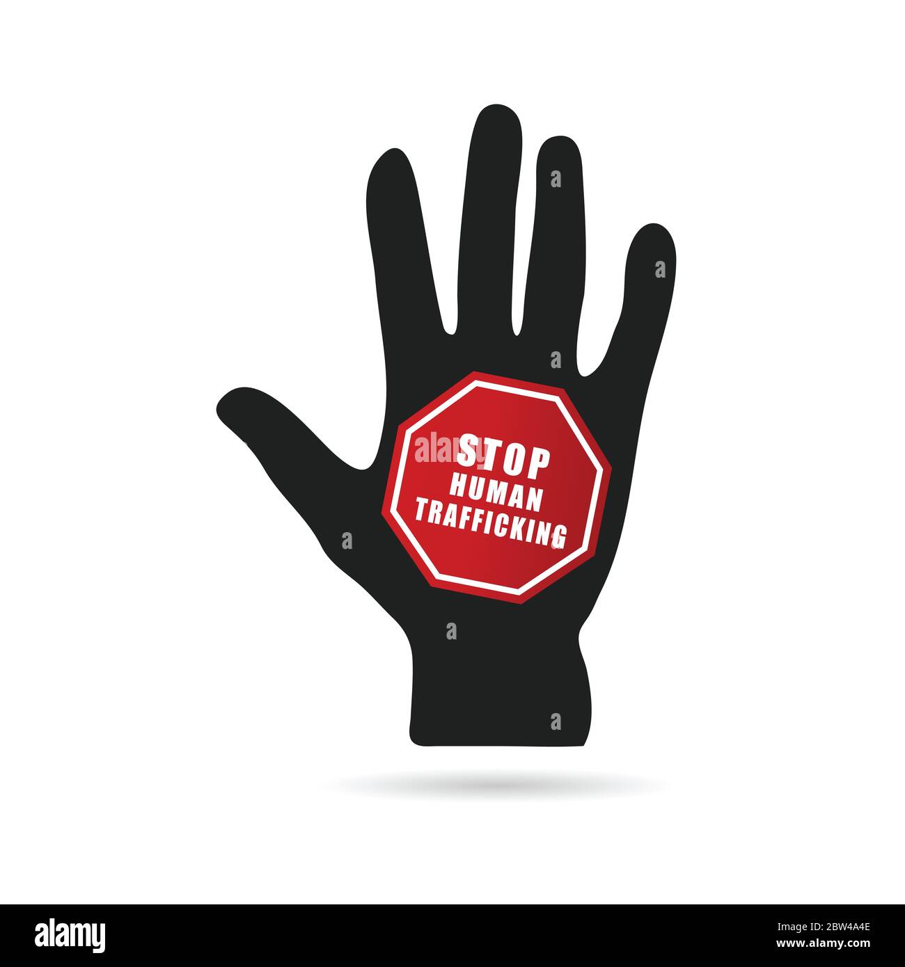 stop humain trafficking icon illustration with hand in colorful Stock ...