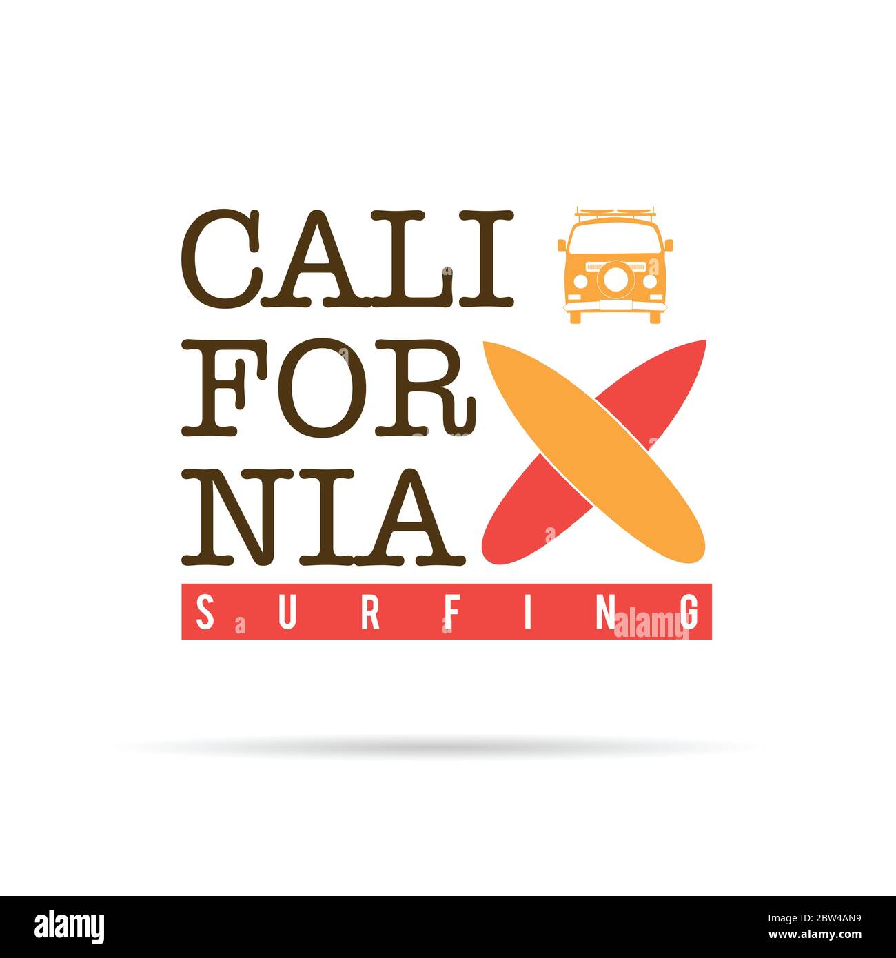 surf california icon art illustration in colorful on white Stock Vector ...