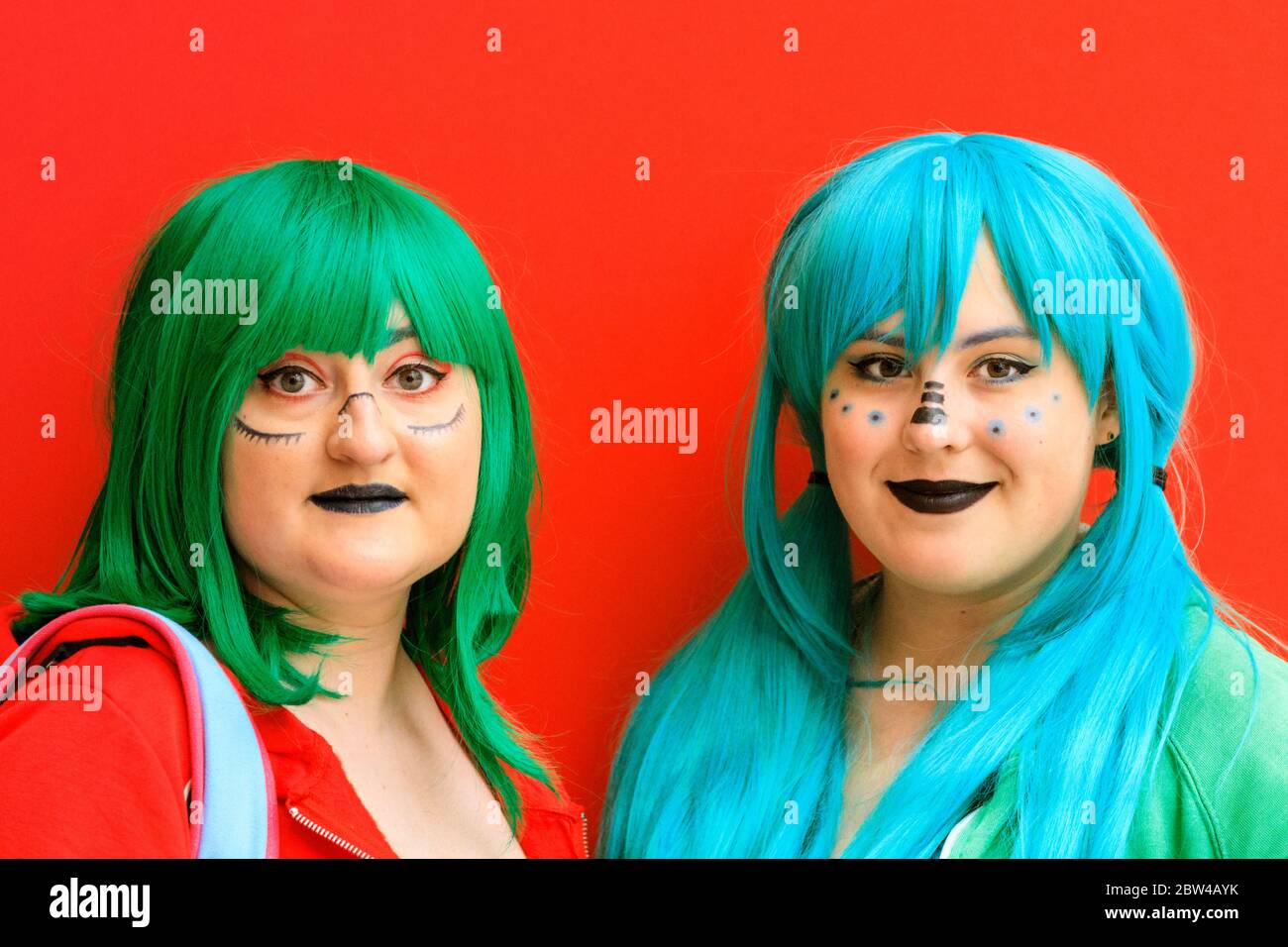 Two women dressed as female characters from Volcanoids sat MCM Comicon ...