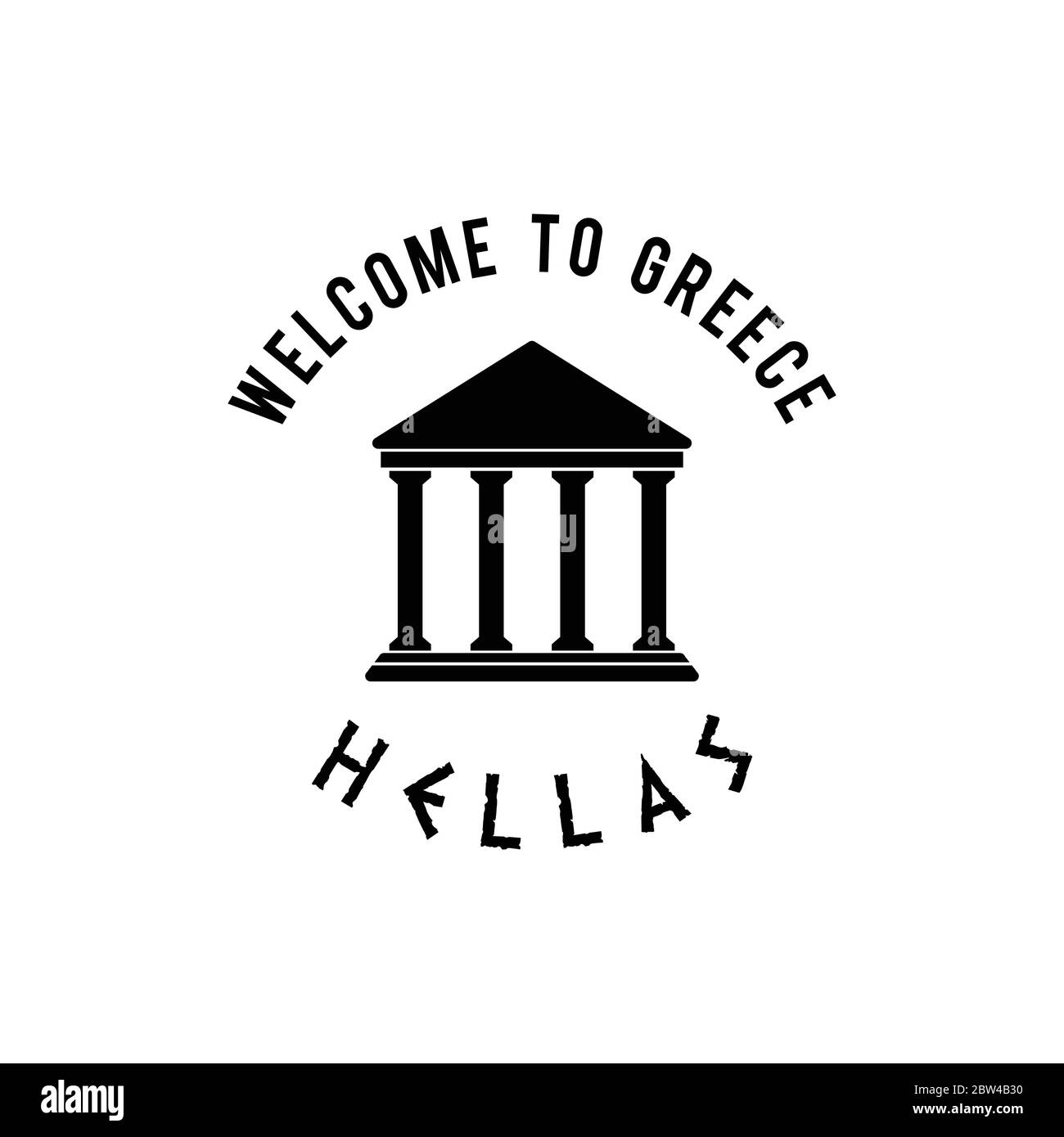 welcome to greece with icon hellas illustration in black color Stock ...