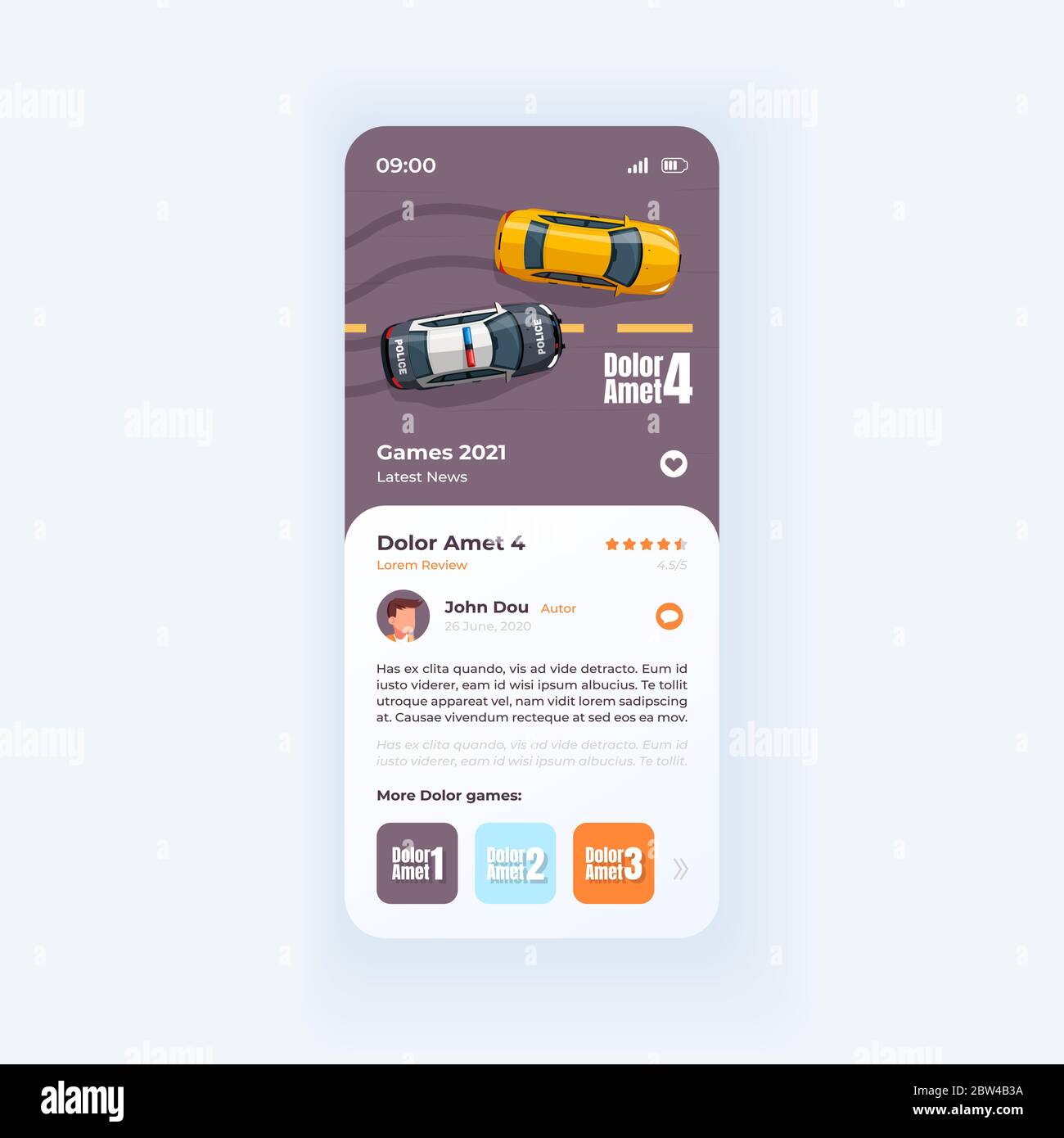 Racing game review smartphone interface vector template Stock Vector ... Racing game review smartphone interface vector template Stock Vector ...
