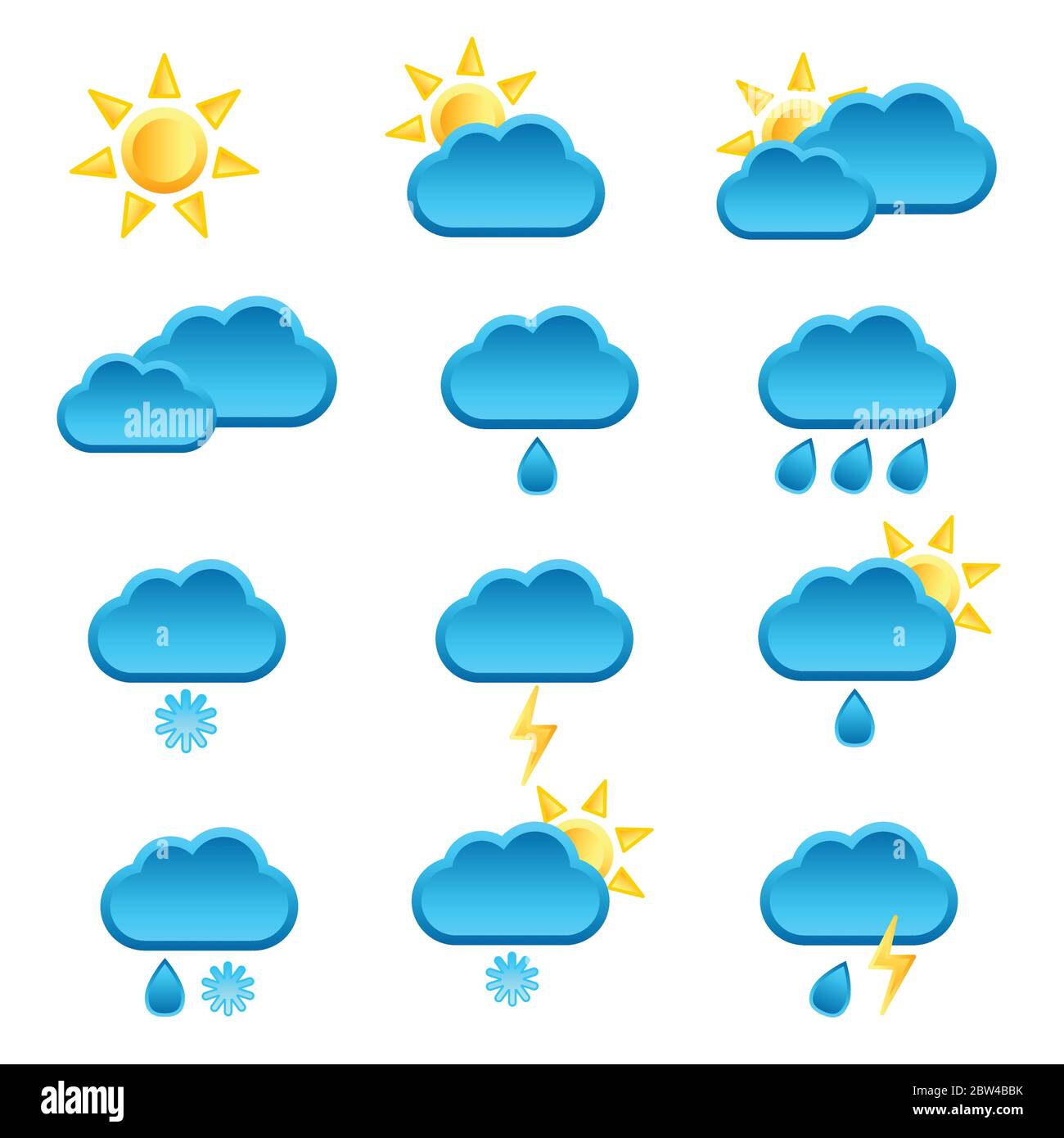 weather icon with sun and cloud illustration in colorful Stock Vector ...