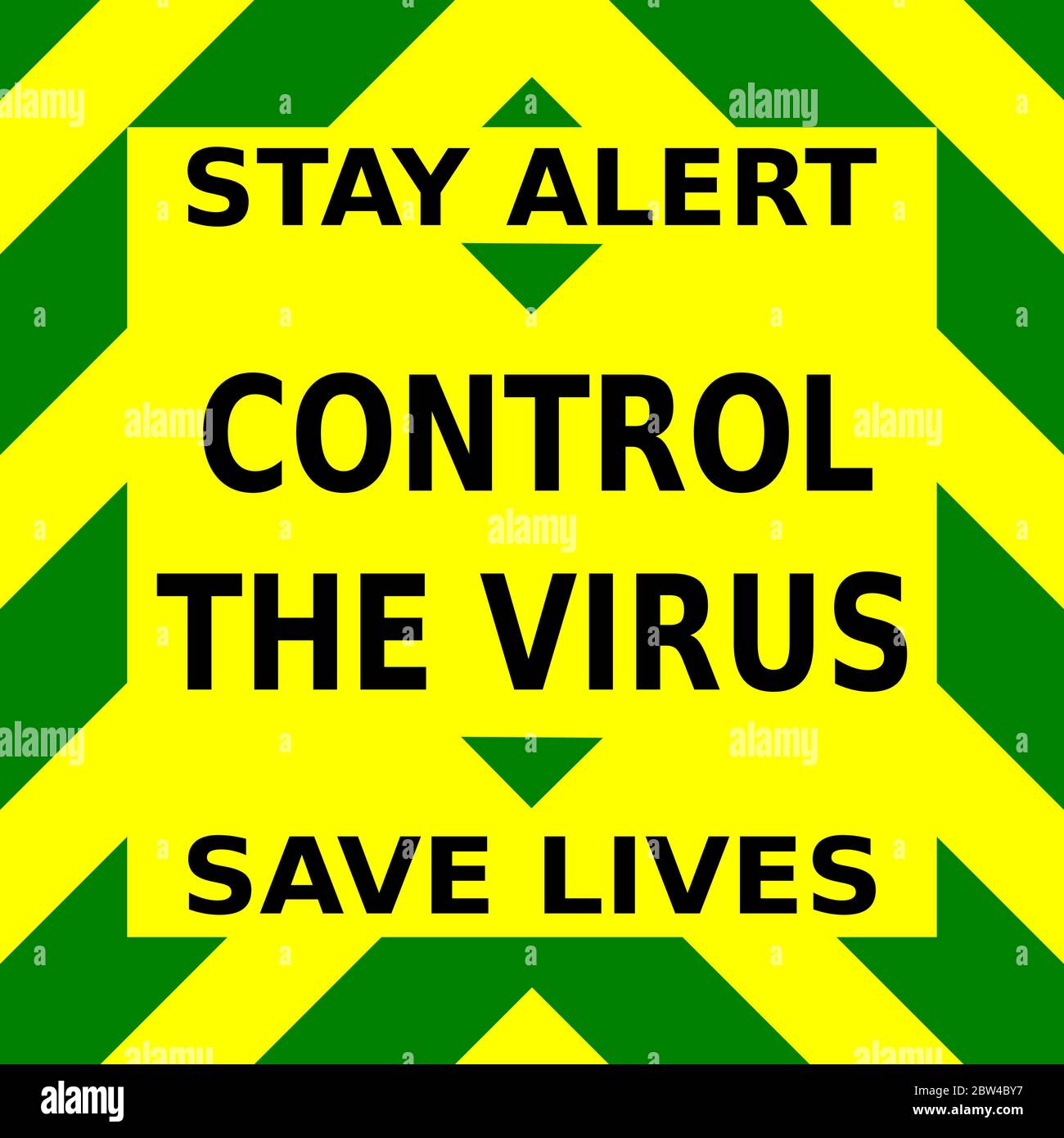 Green and yellow vector graphic showing the stay alert message towards ...