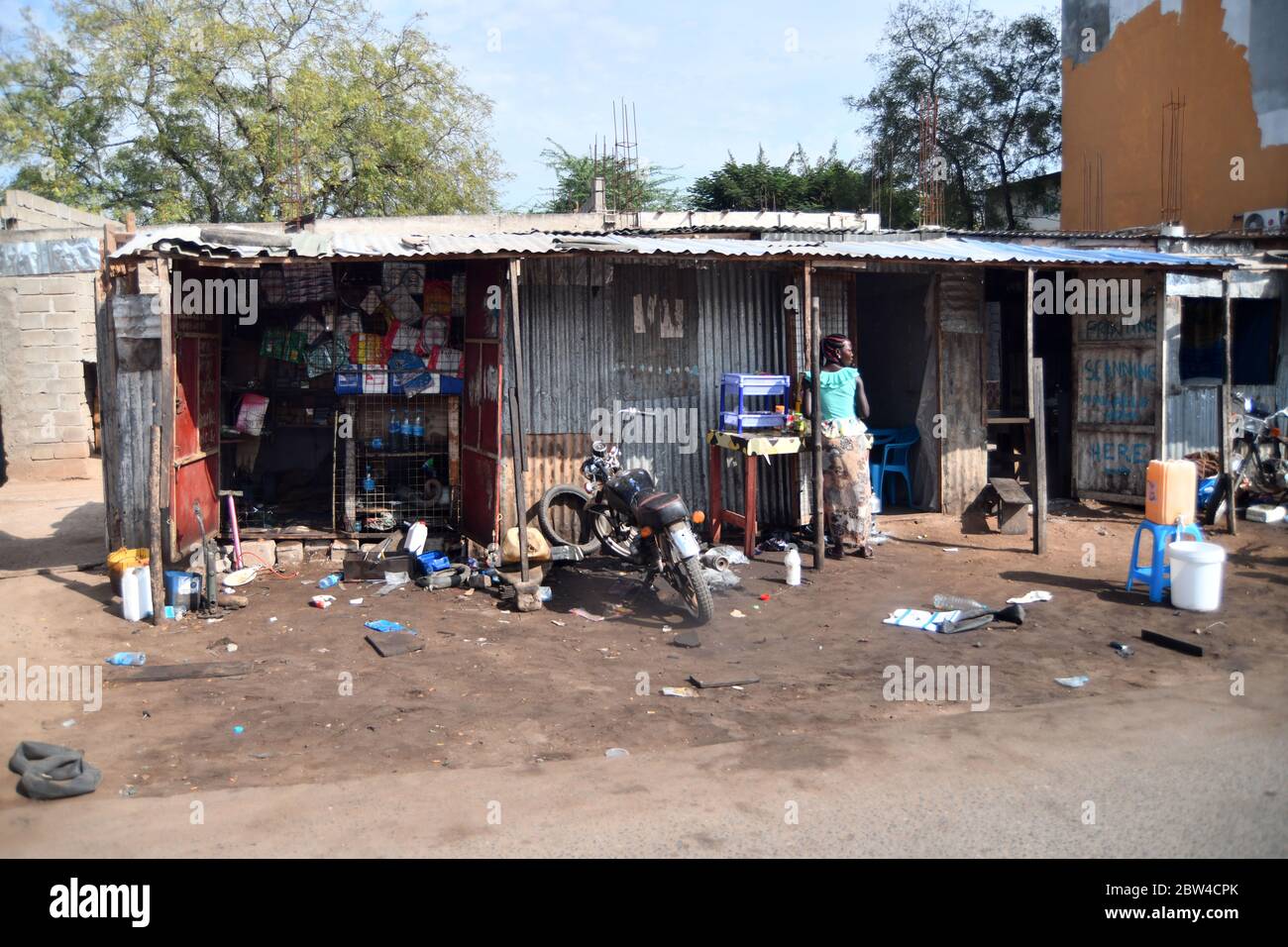 Small moped and motorcycle repair shop in the South Sudanese capital of ...