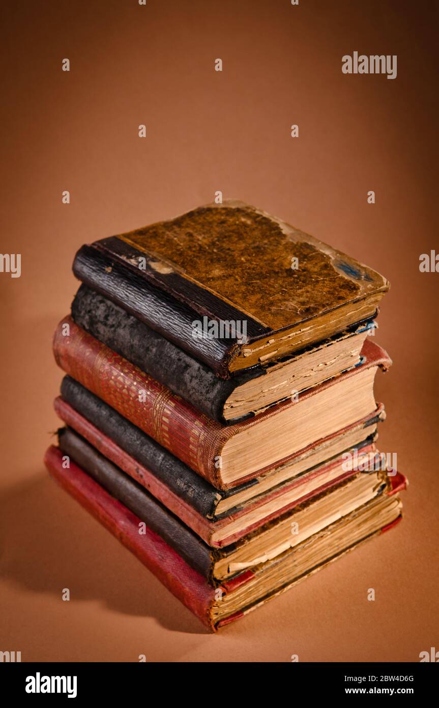 old antique books from scuffs and scratches Stock Photo - Alamy