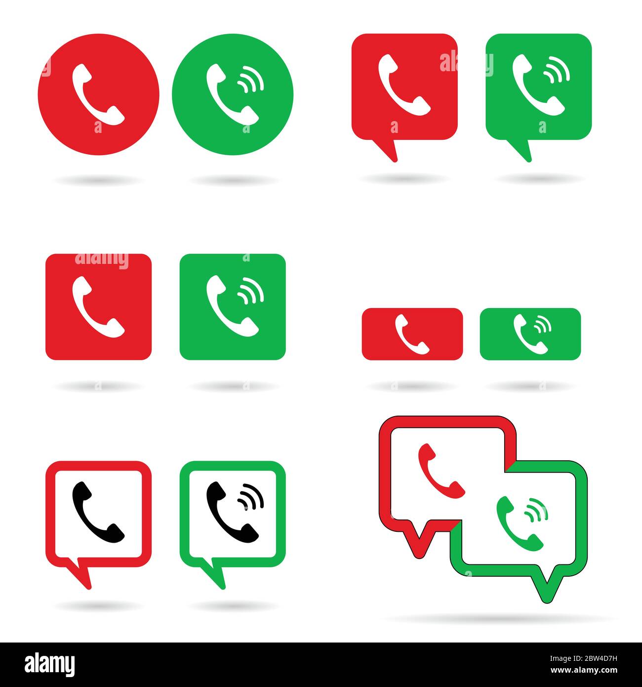 telephone icon set in red and green color art illustration Stock Vector ...