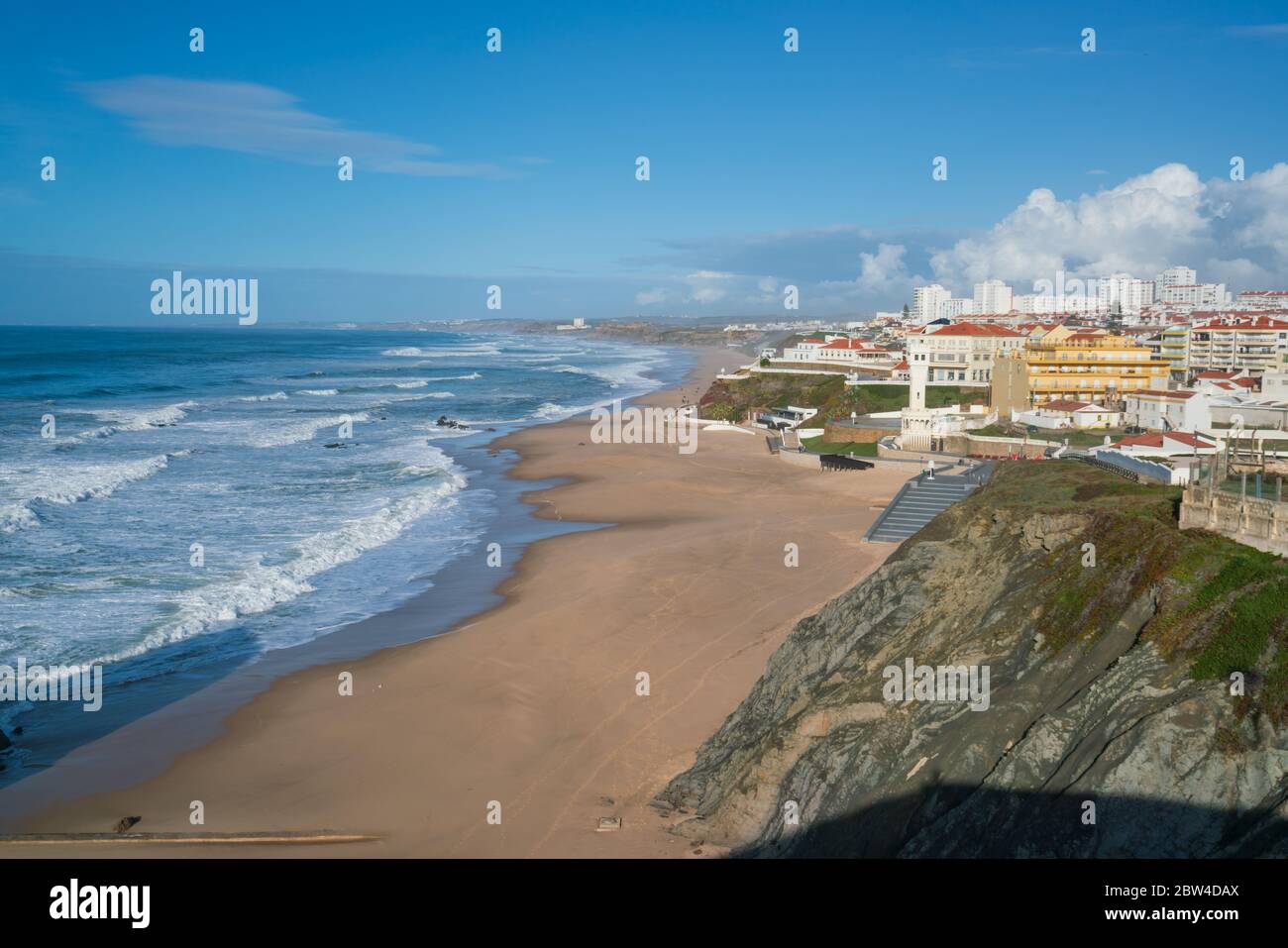 Praia de Santa Cruz beach in Portugal Stock Photo - Alamy