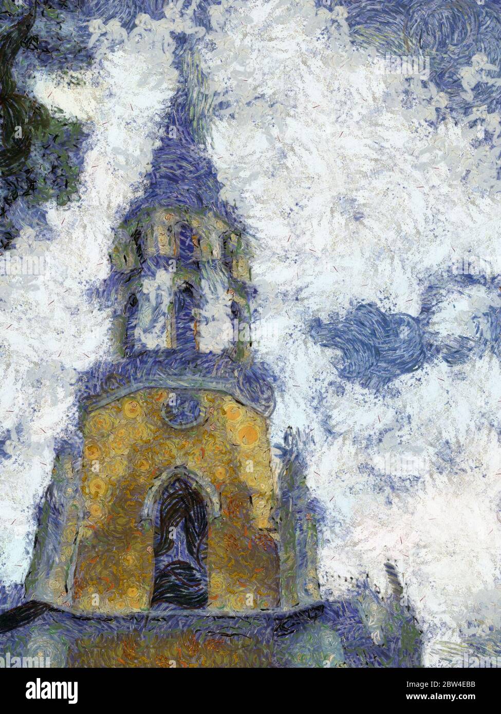 The yellow church in gothic style Illustrations creates an ...