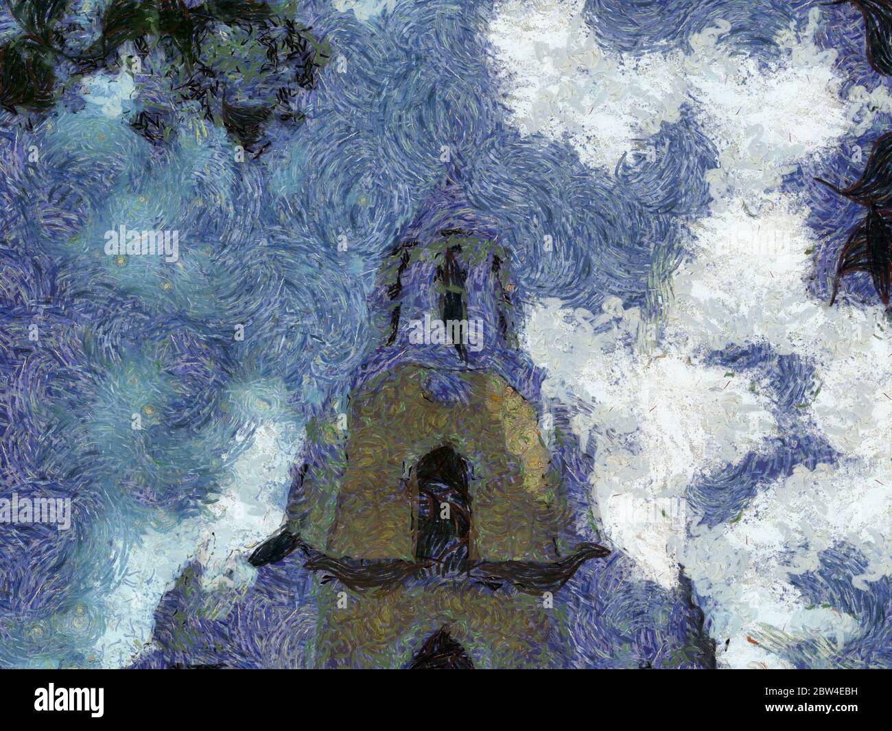 The yellow church in gothic style Illustrations creates an ...