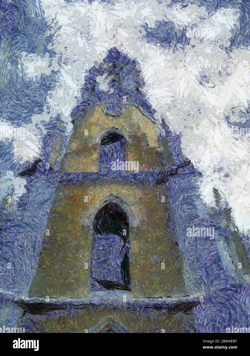 The yellow church in gothic style Illustrations creates an ...