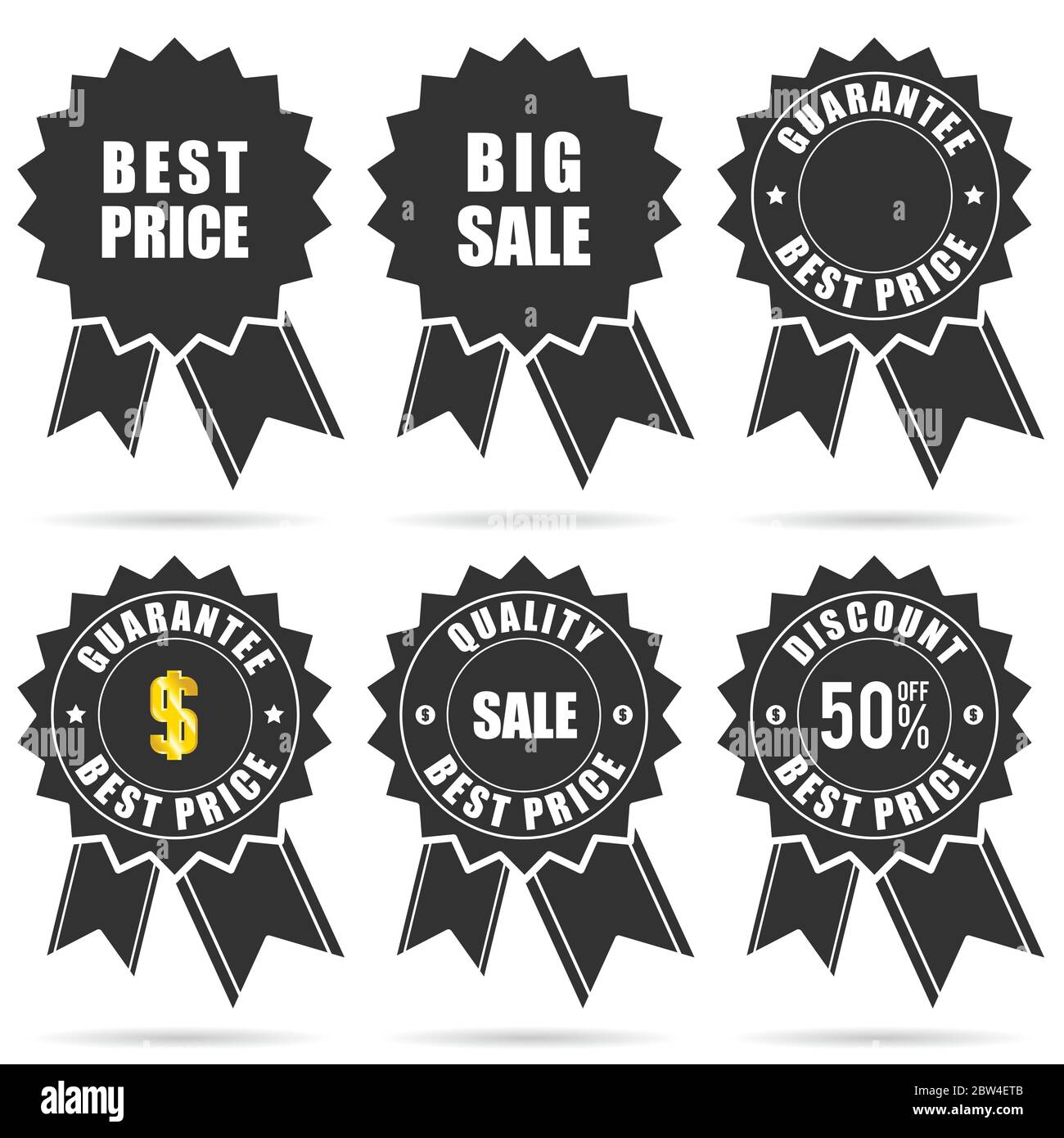 best price label set illustration in black and white color Stock Vector ...