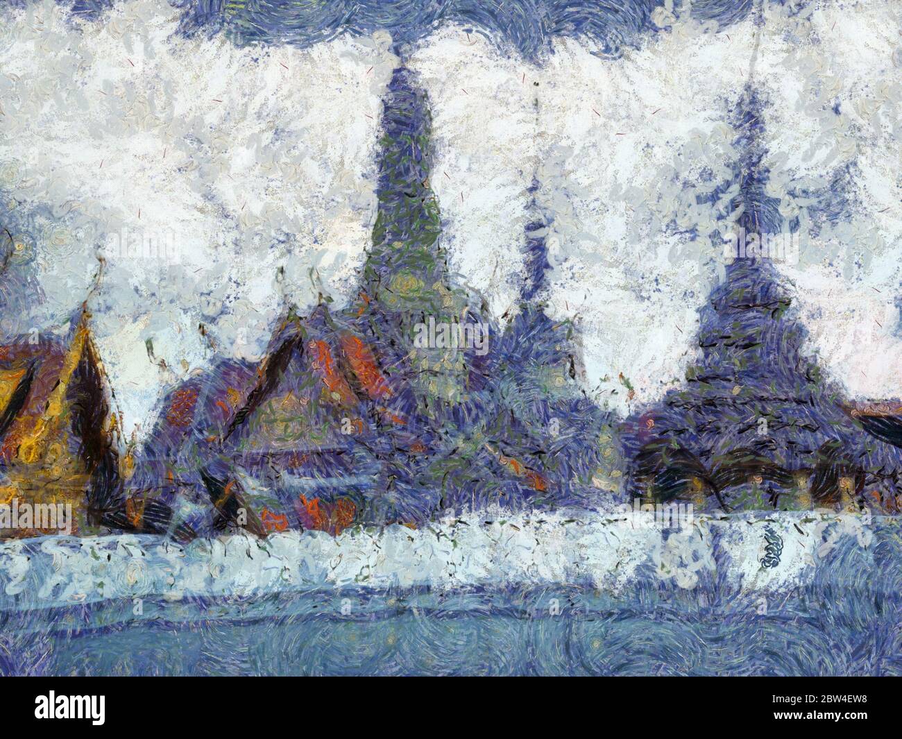 Phra Kaew Temple and the Grand Palace Illustrations creates an ...