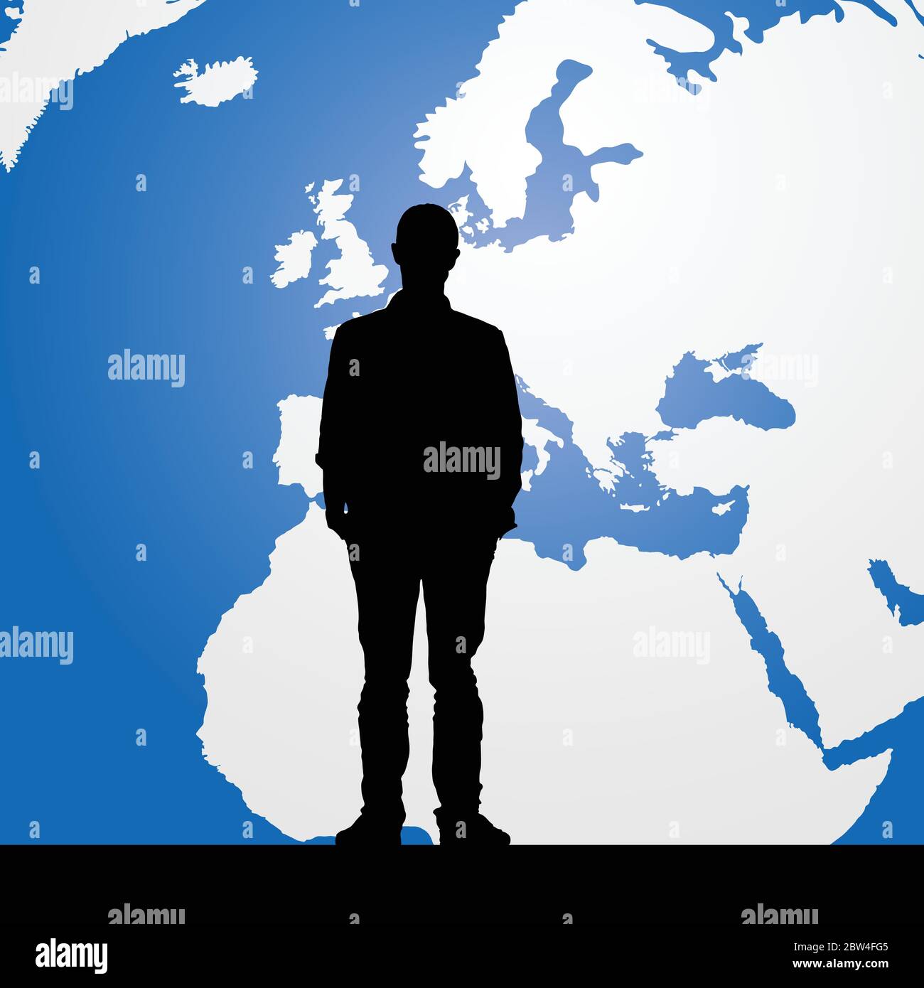 migration man silhouette and map in background illustration in colorful ...