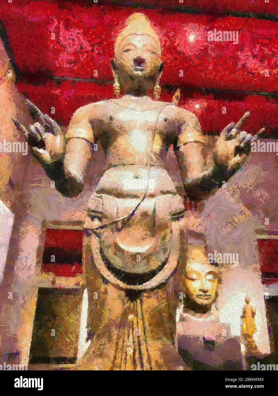 Large ancient statues made of bronze Illustrations creates an ...