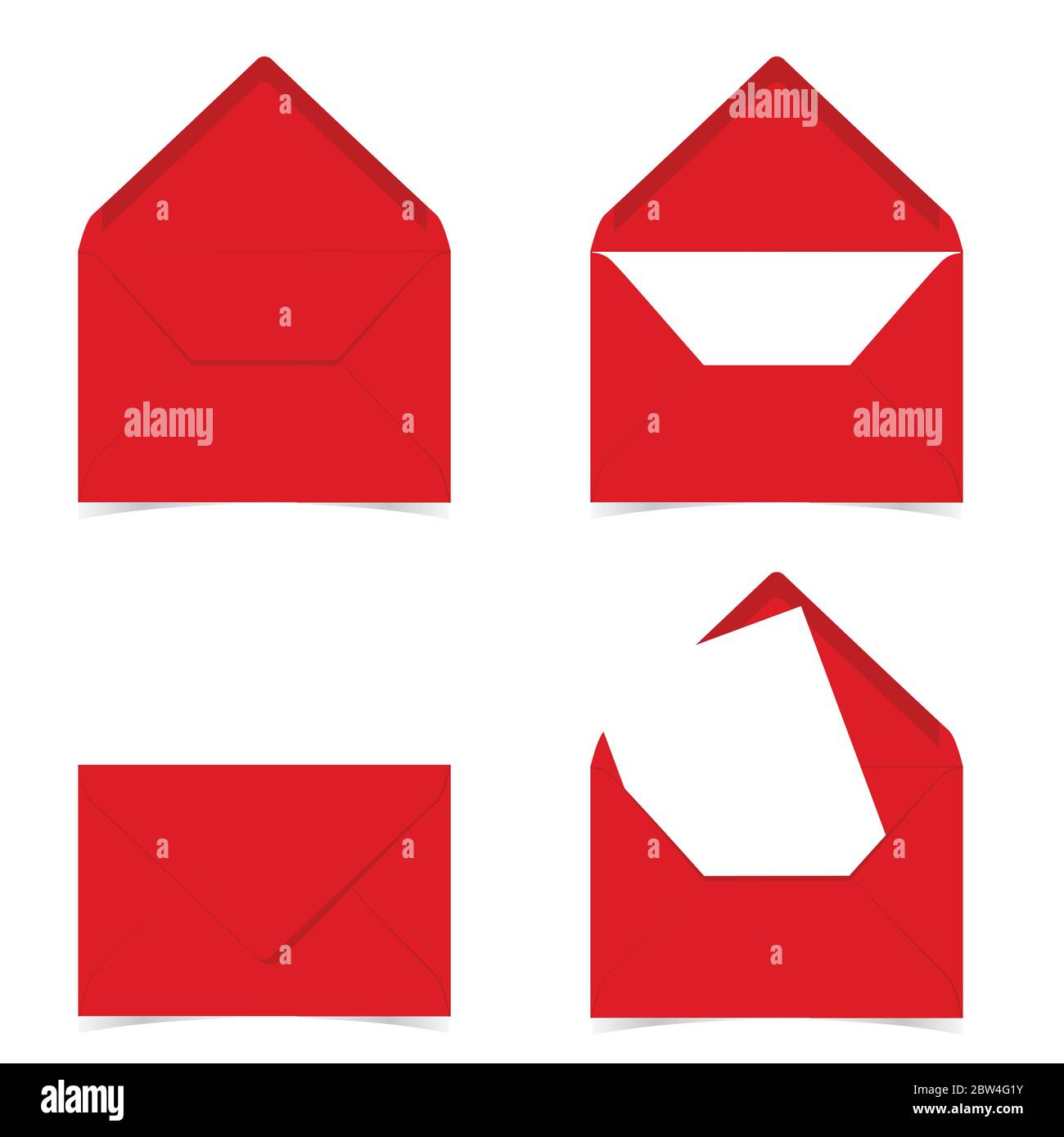 letter envelope in red color illustration on white background Stock ...