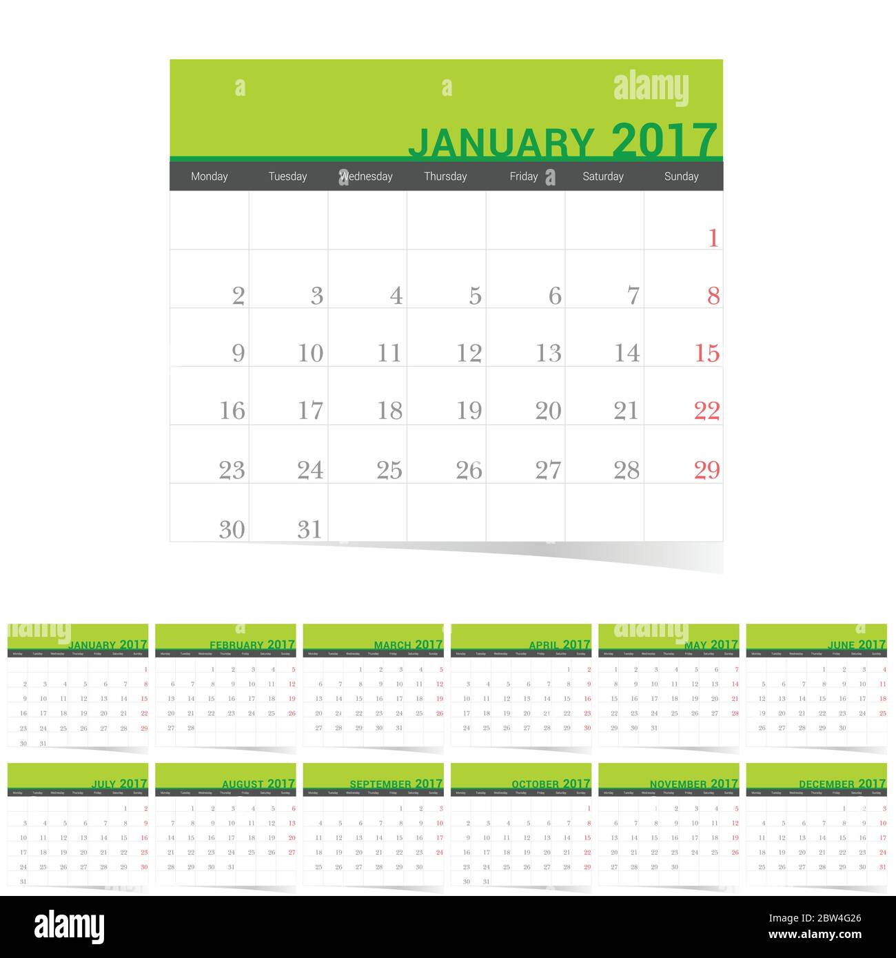 planner 2017 with green color design illustration Stock Vector Image ...