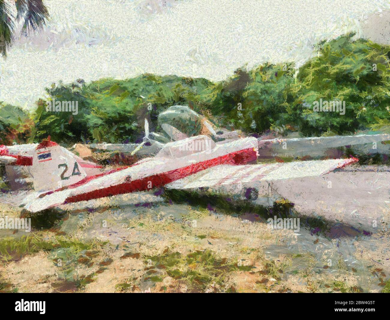 Small propeller training plane Illustrations creates an impressionist ...