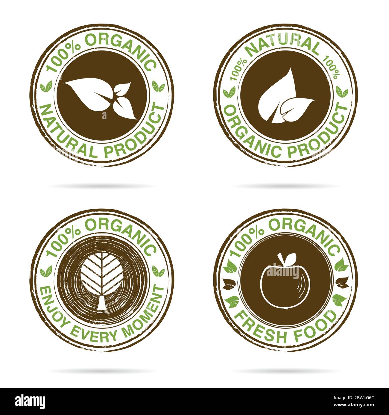 grunge rubber stamp organic set color illustration Stock Vector Image ...