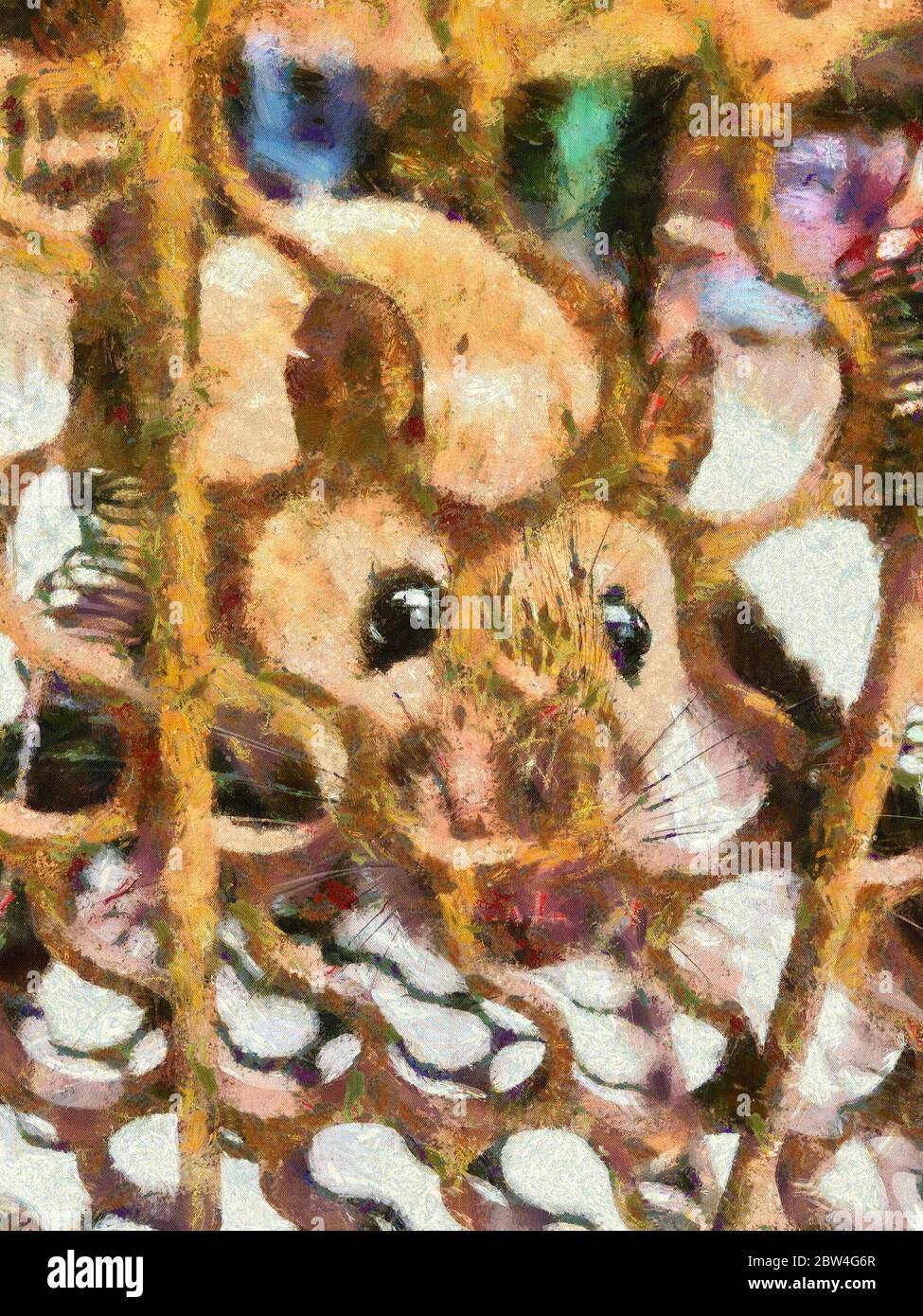 Brown Rat Locked in a Cage Illustrations creates an impressionist style ...