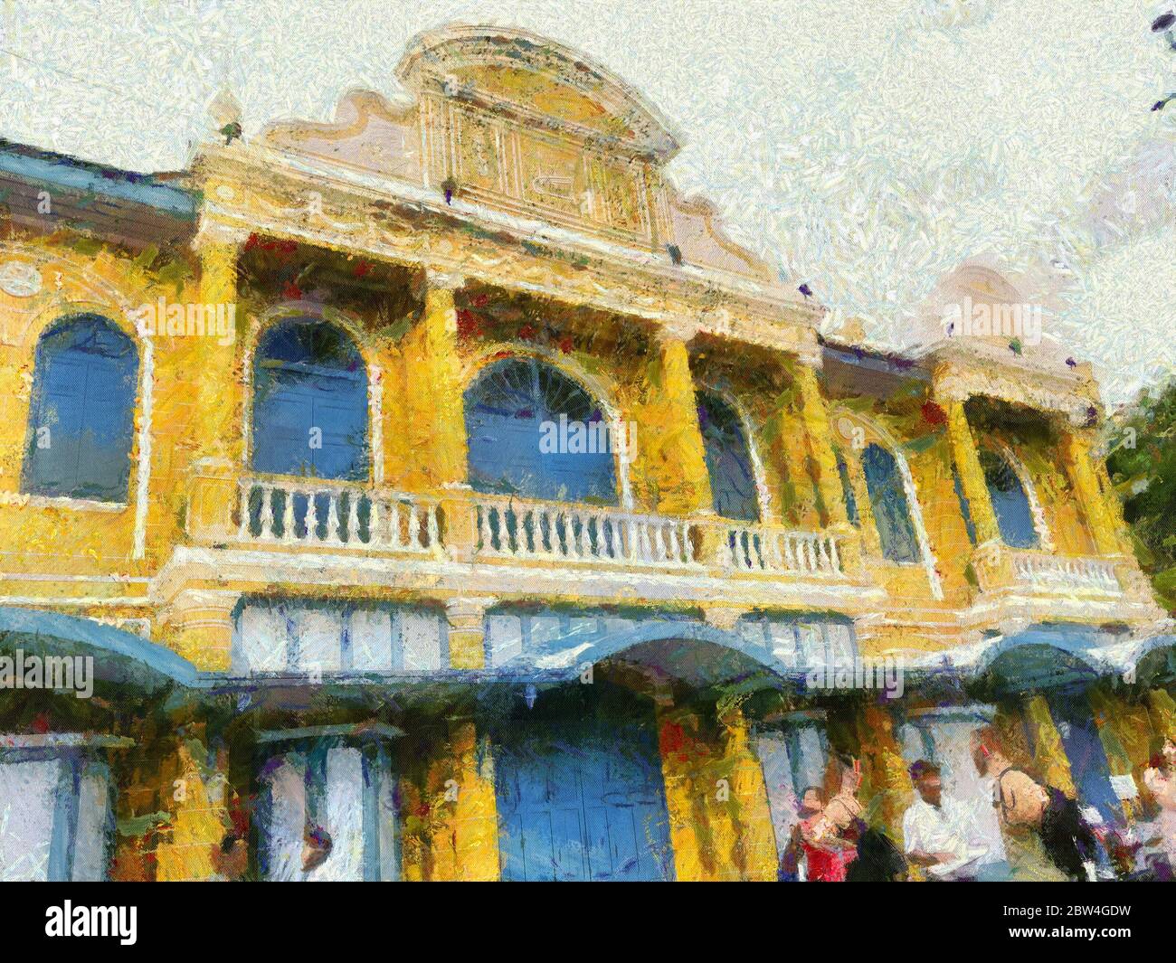 The building is an ancient European architectural style in front of the ...