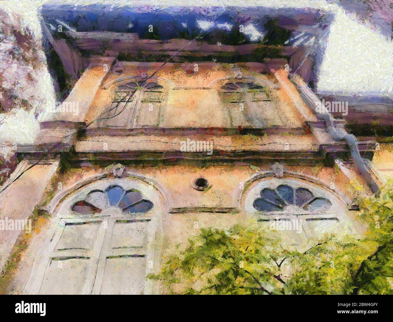 Colonial style ancient building architecture Illustrations creates an ...