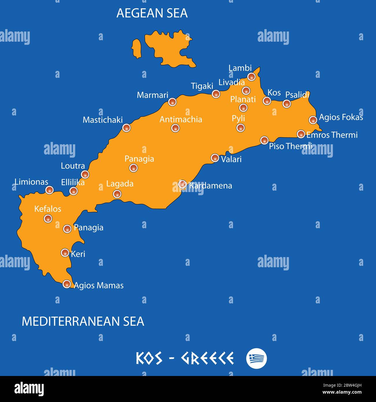 Kos greece map Stock Vector Images - Alamy