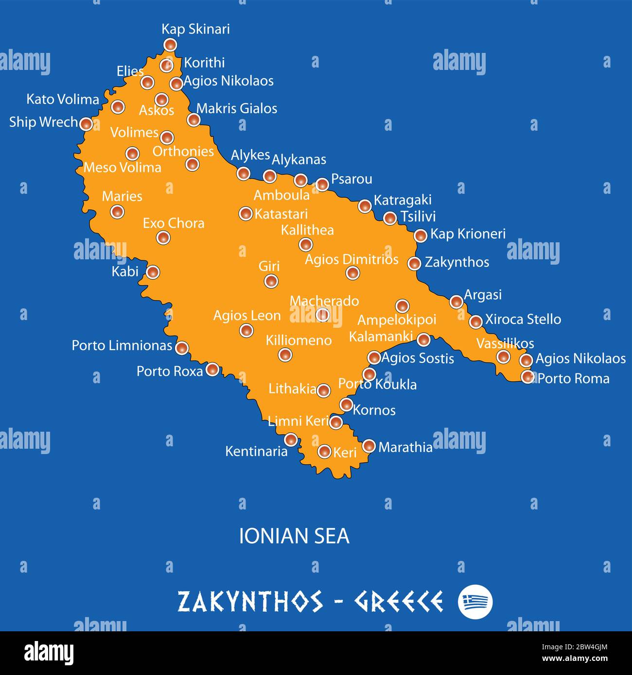 Island zakynthos island map Stock Vector Images - Alamy