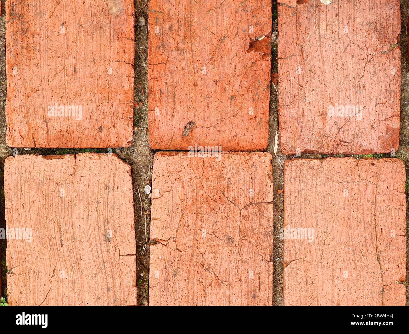 Close up shot of a brick walkway texture surface for background. Six ...