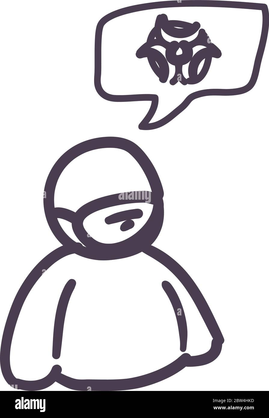 avatar with biohazard line style icon design of Medical care and covid ...