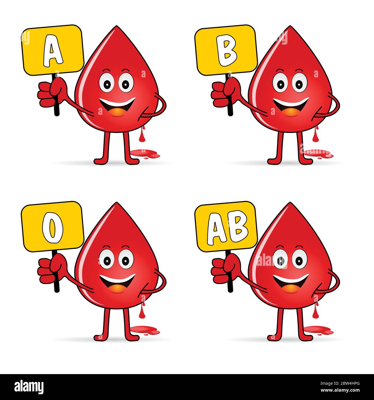 blood group icon with drop set illustration in colorful Stock Vector ...