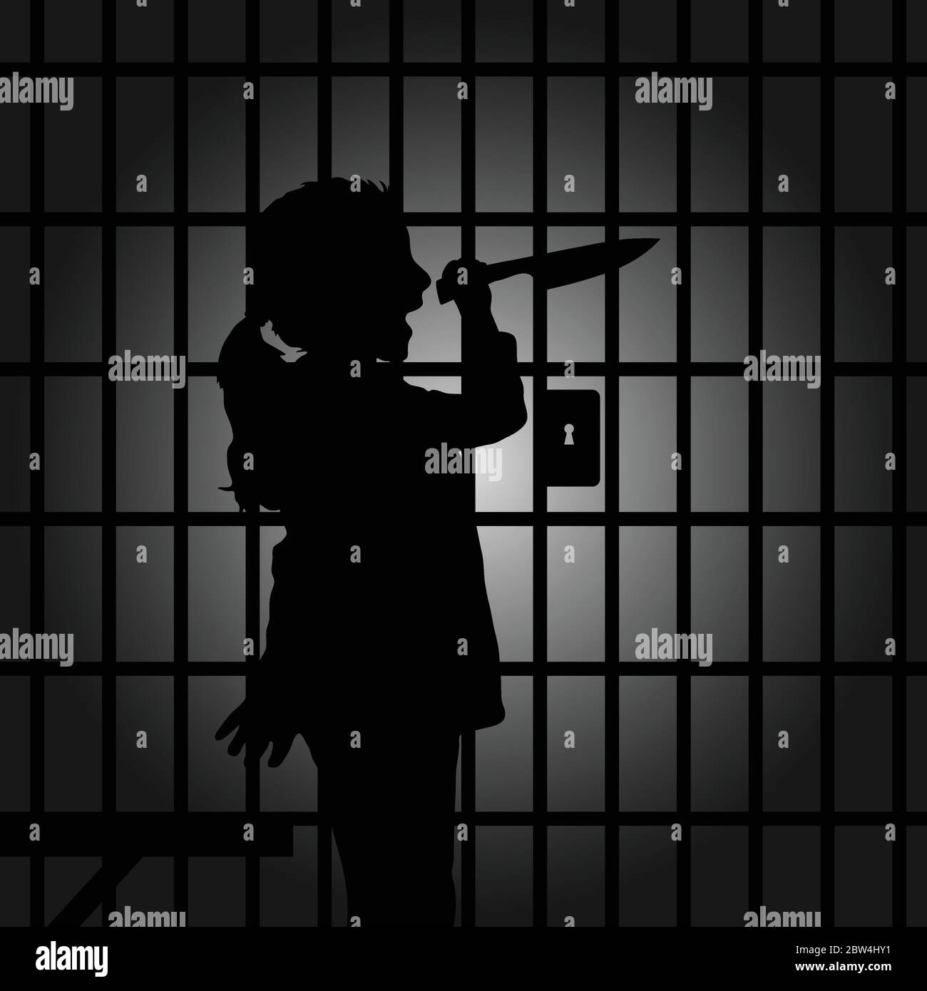 child silhouette in jail art illustration Stock Vector Image & Art - Alamy