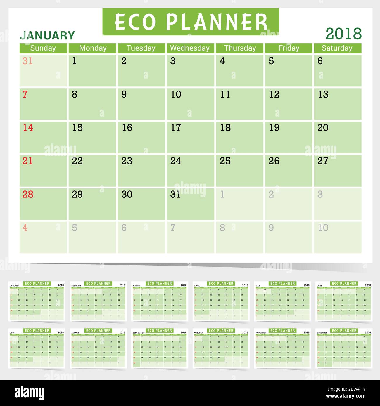 eco planner in green color art illustration Stock Vector Image & Art ...