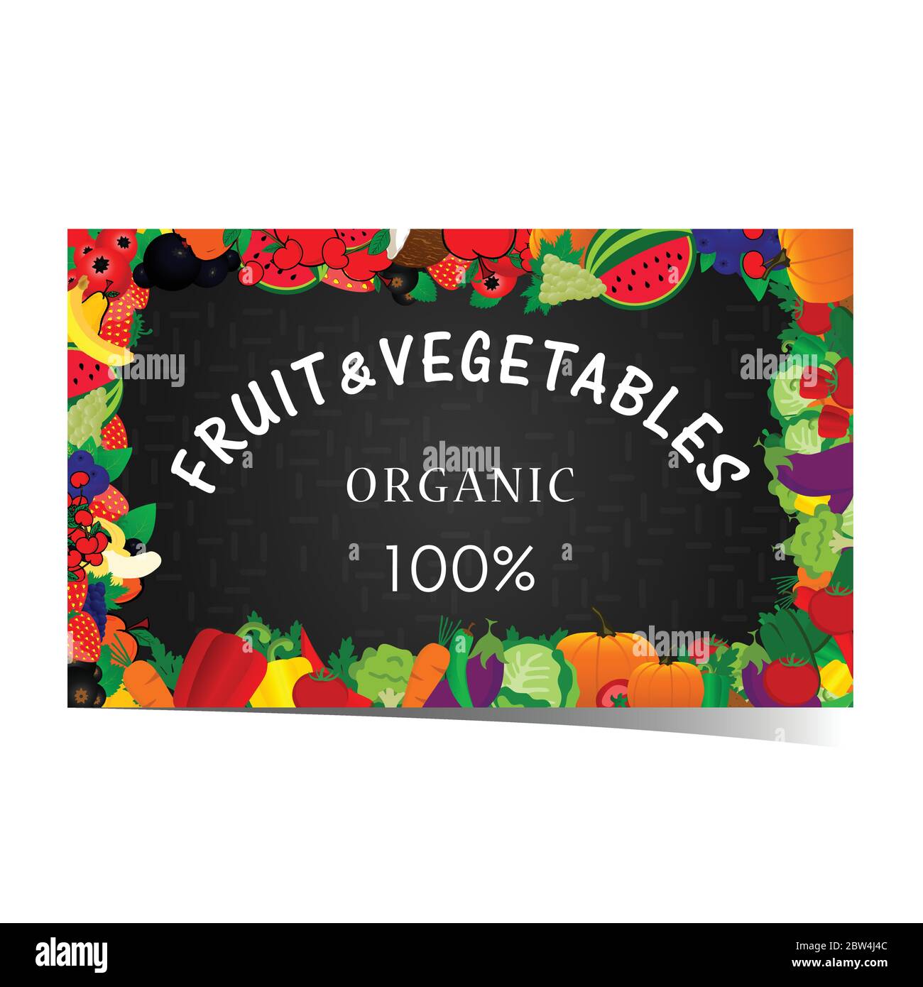 fruit and vegetable banner illustration in colorful Stock Vector Image ...