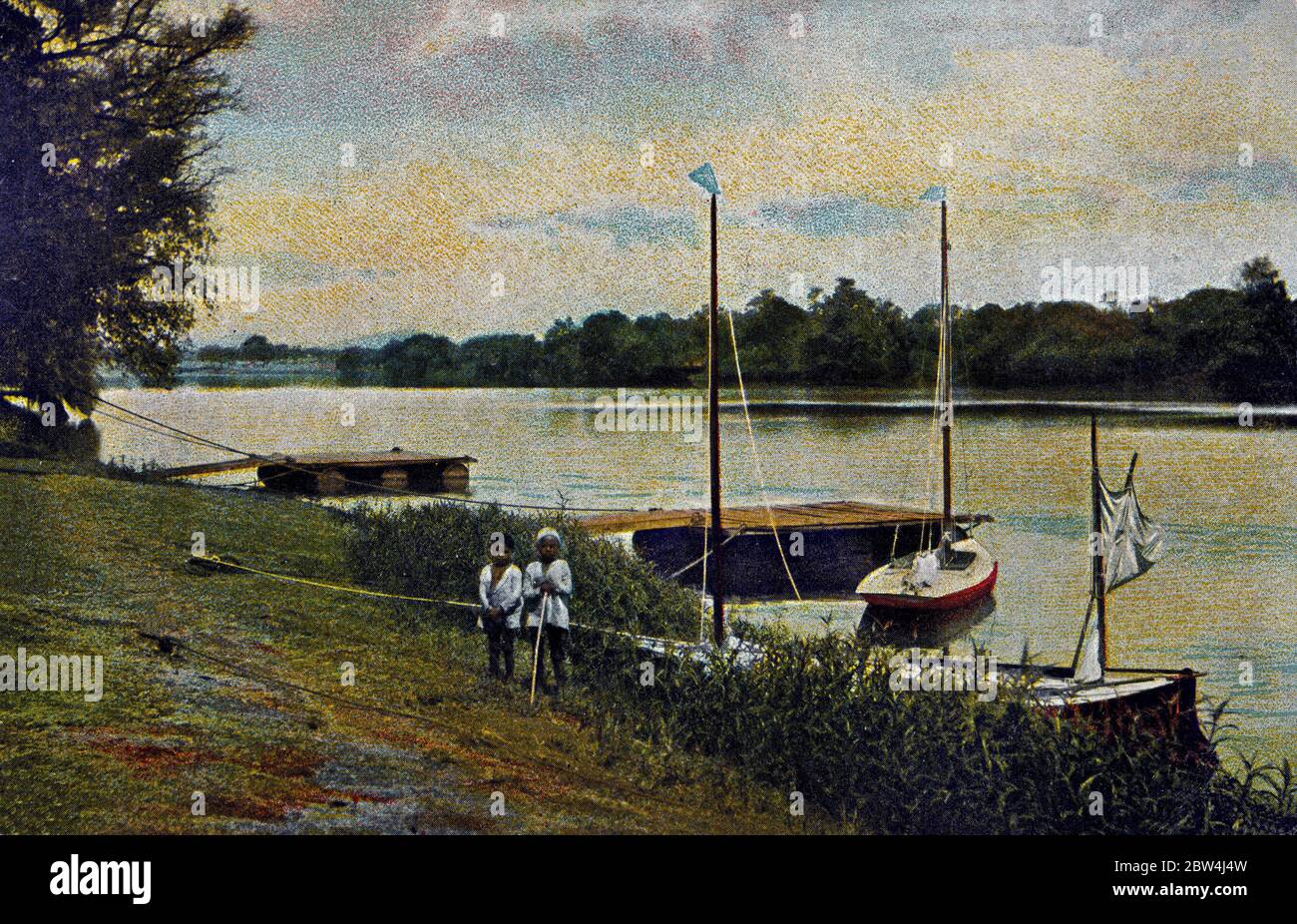 03 Mar 2008 Vintage hand tinted Picture Post Card-View from Boat Club ...