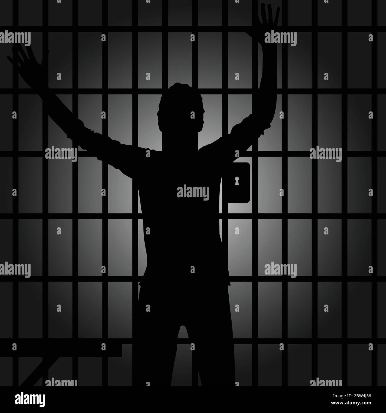 man silhouette in prision art illustration Stock Vector Image & Art - Alamy