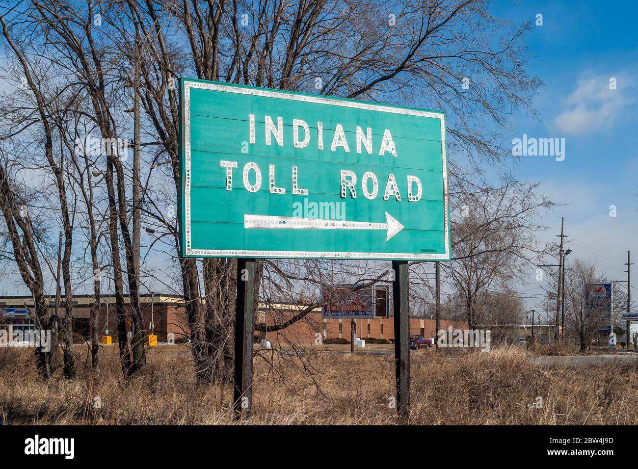 Indiana Toll Road button copy sign Stock Photo - Alamy