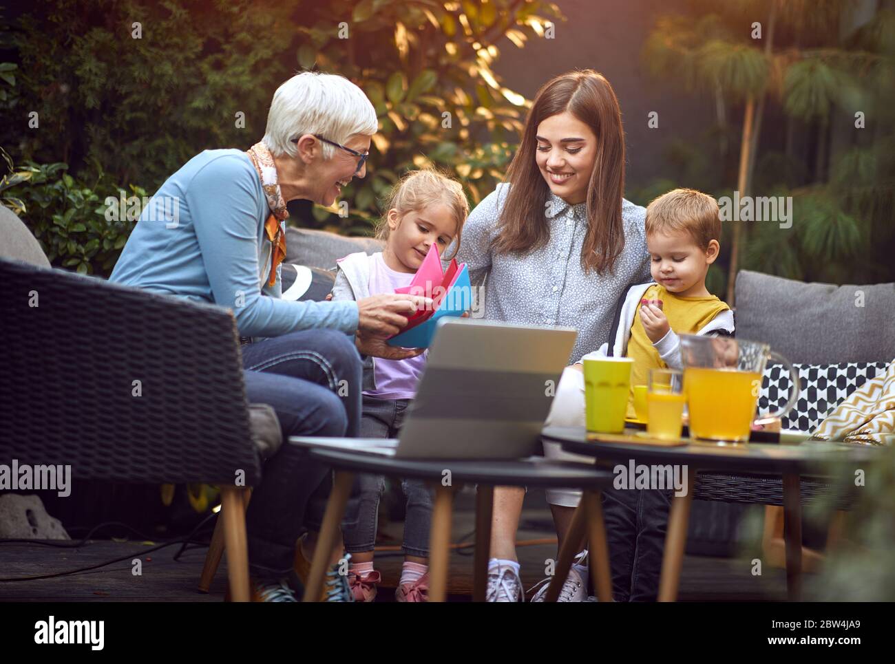 Happy family enjoying.Cheerful generation family spending good time ...