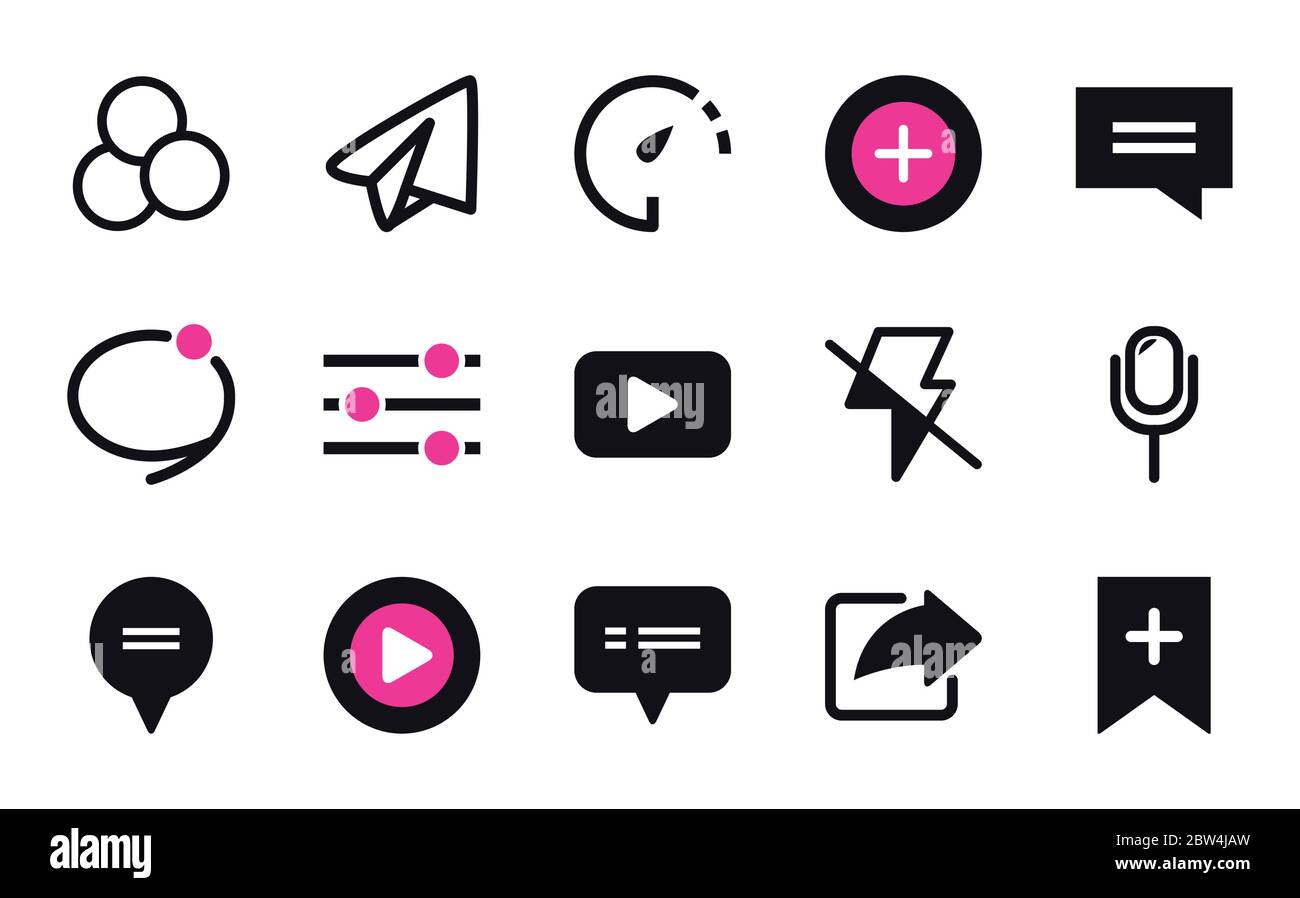 Tik tok fill style icon set design, Social media app and multimedia ...