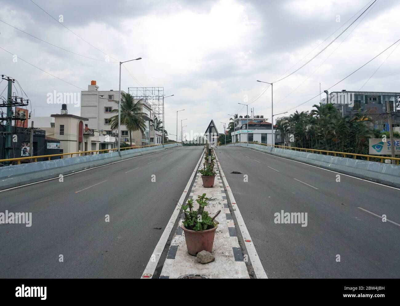 Empty Road With Park Bengaluru India High Resolution Stock Photography ...
