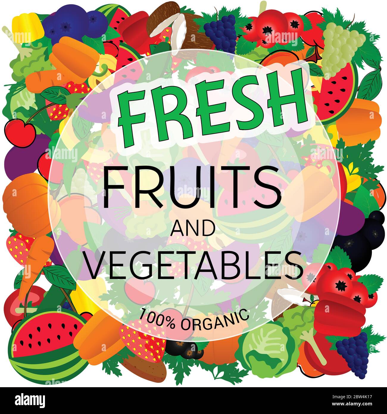 fresh fruit and vegetables art illustration Stock Vector Image & Art ...