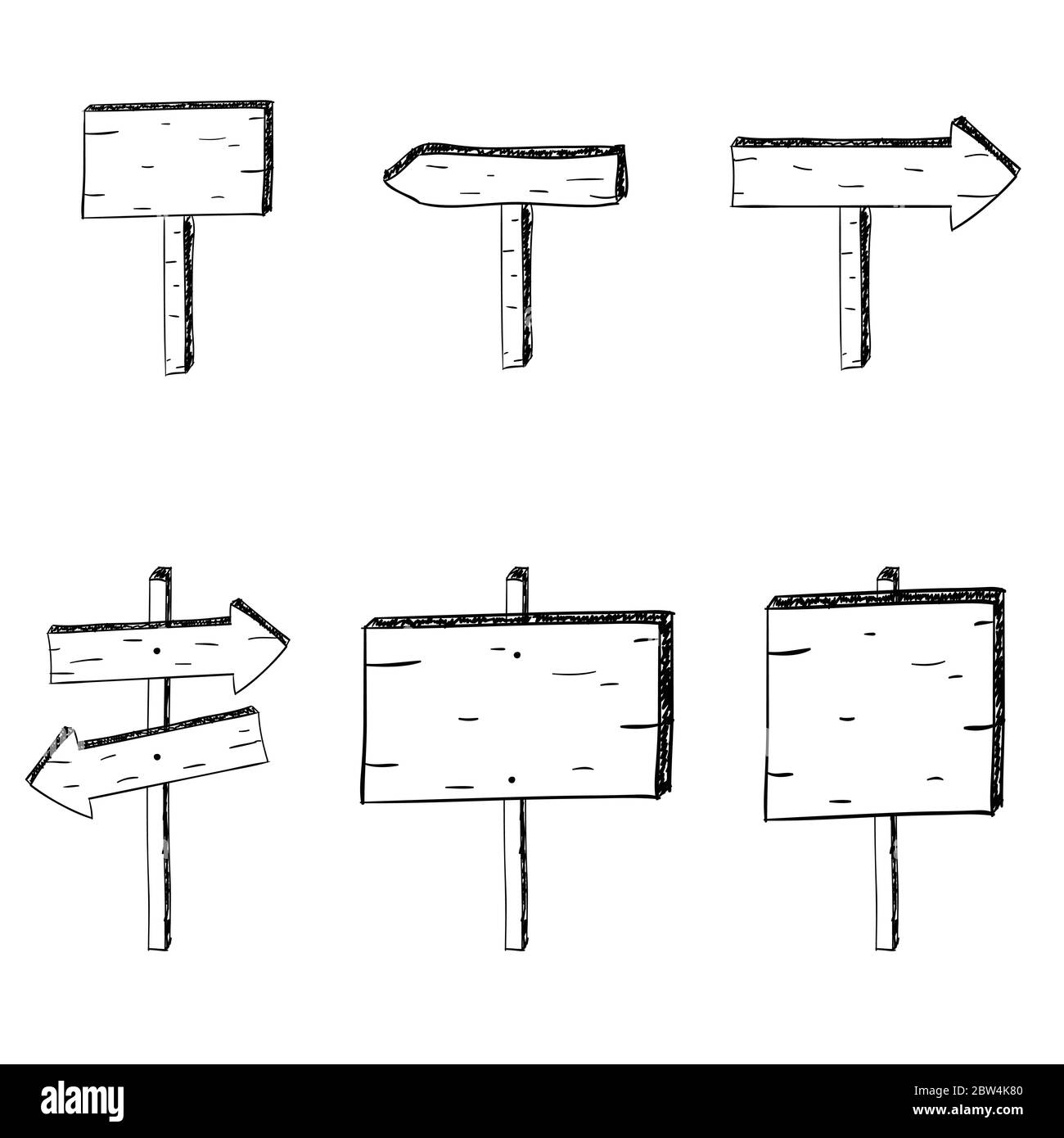 hand drawn wood sign vector illustration on white Stock Vector Image ...