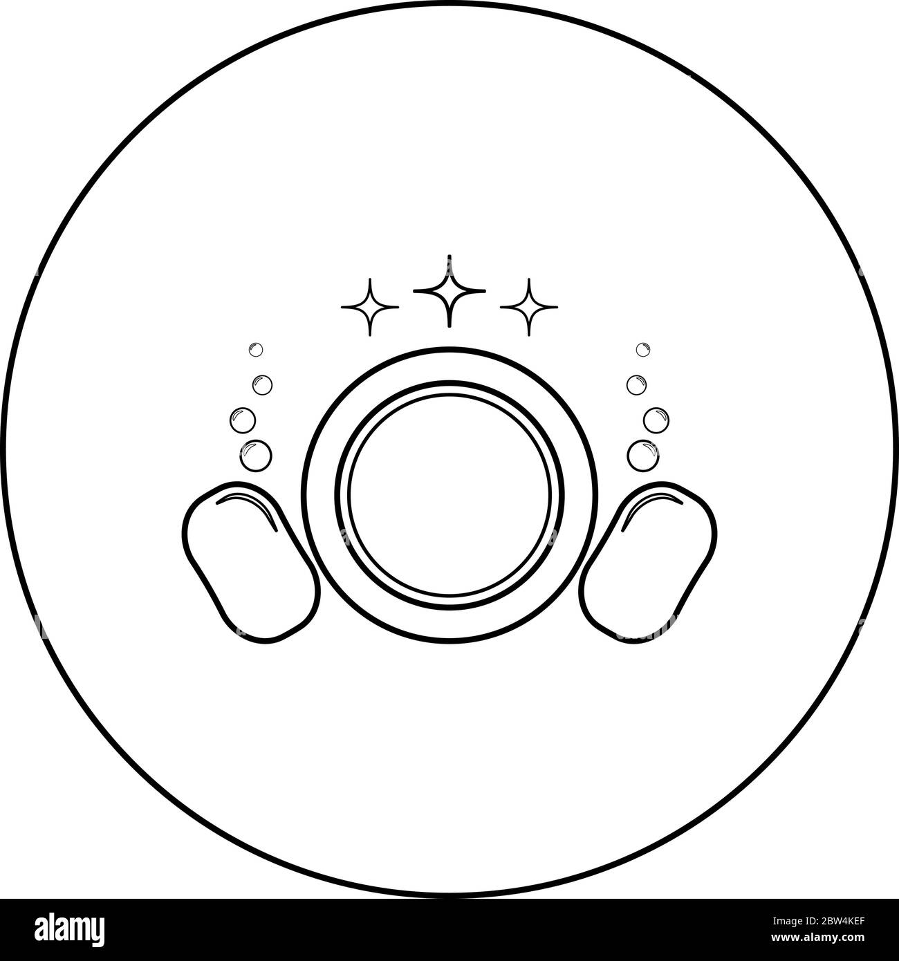 Dishwashing concept Clearing dishes Plate Washcloth Sponge Bubbles ...