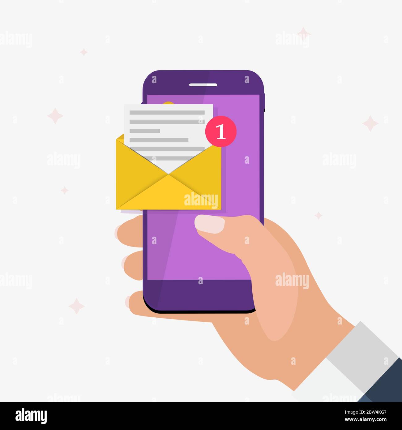 New Email on the smartphone screen notification concept. Vector ...