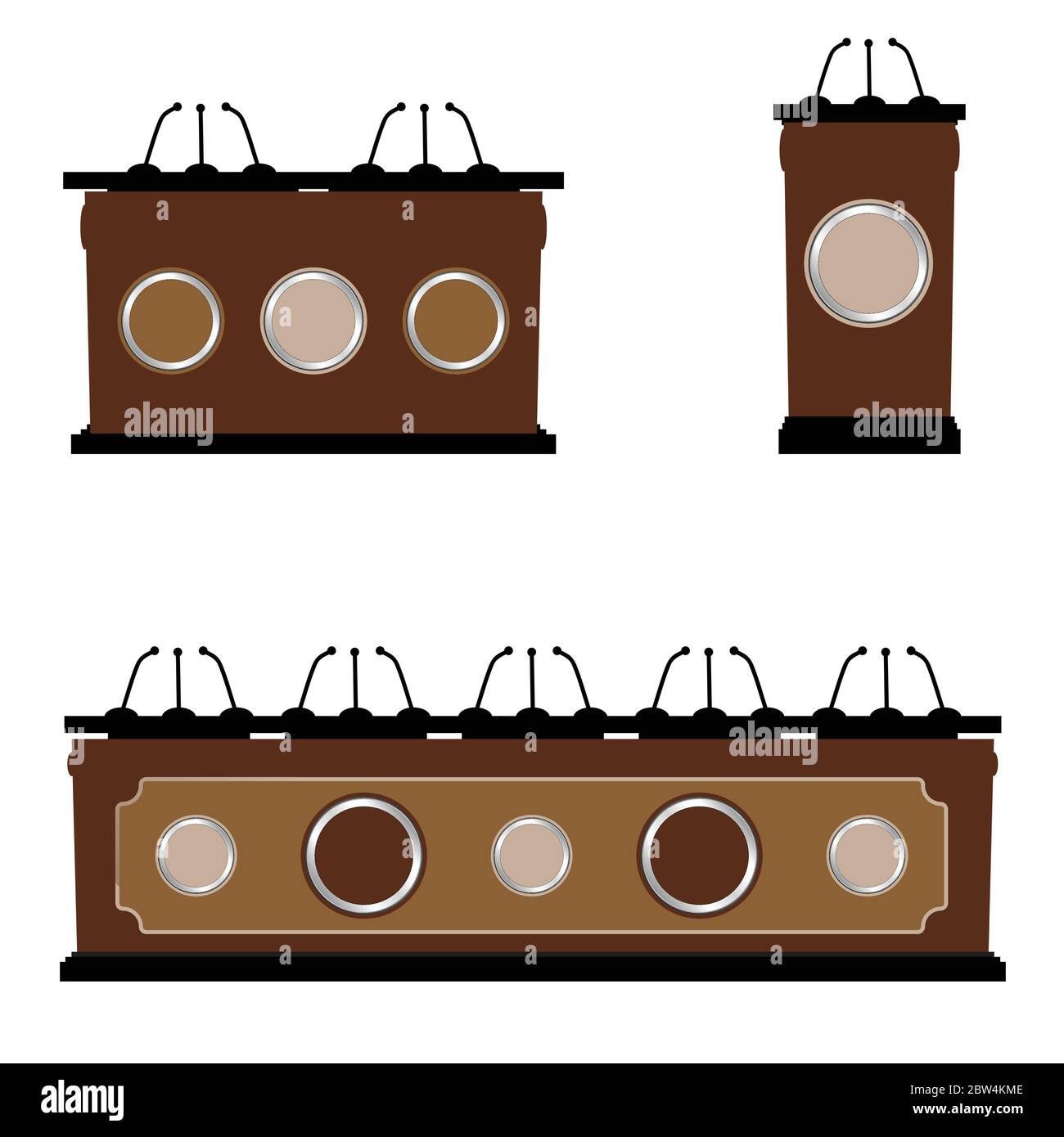 platform for speech in brown with microphones art illustration Stock ...